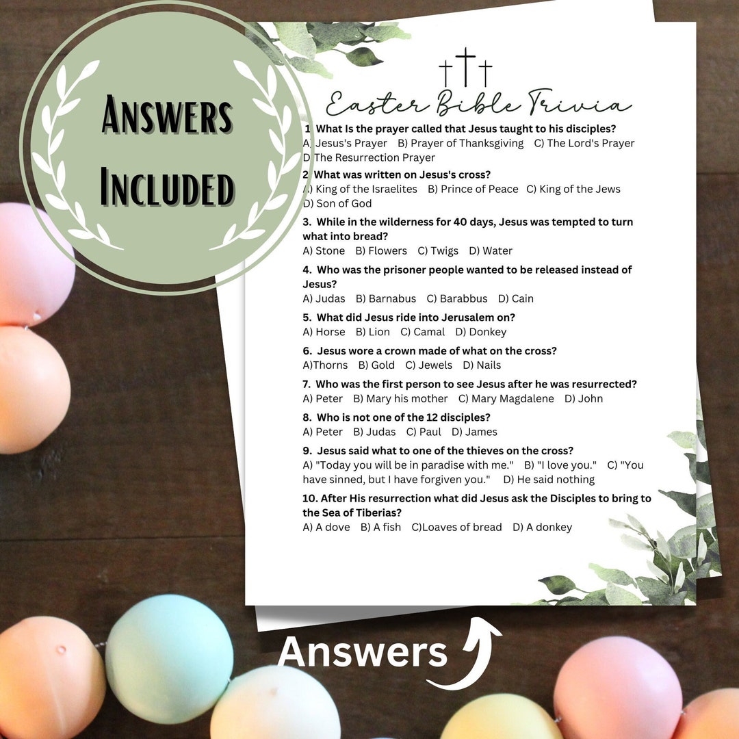 Easter Religious Games, Easter Bible Trivia Easter Printable Party ...