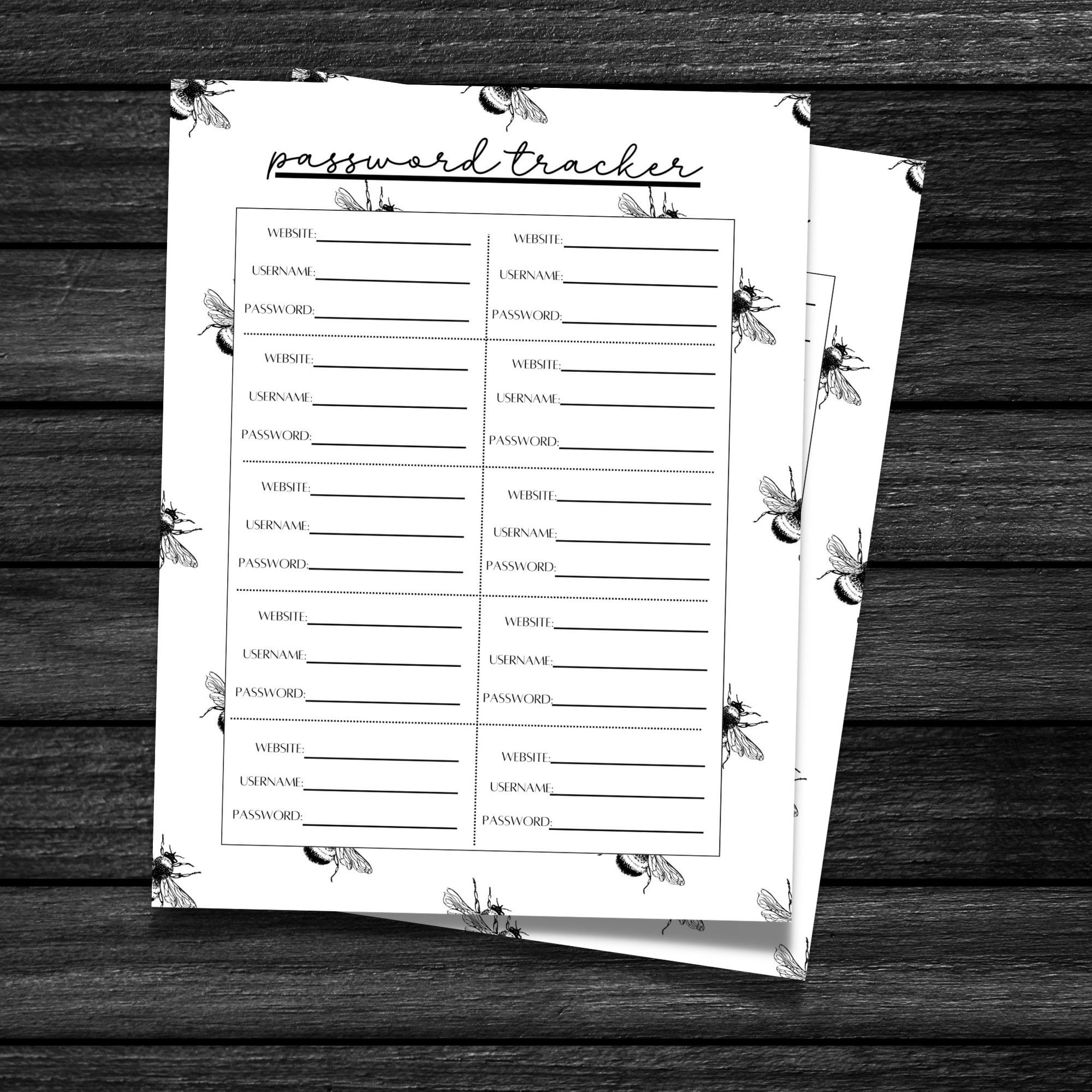 Password Tracker Printable & Fillable, Password Keeper, Password ...