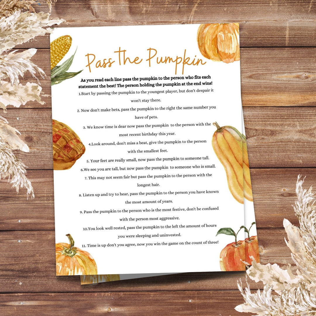 Pass the Pumpkin Game Halloween Printable, Left Right Game, Easy ...