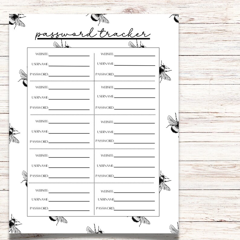 Password Tracker Printable & Fillable, Password Keeper, Password ...