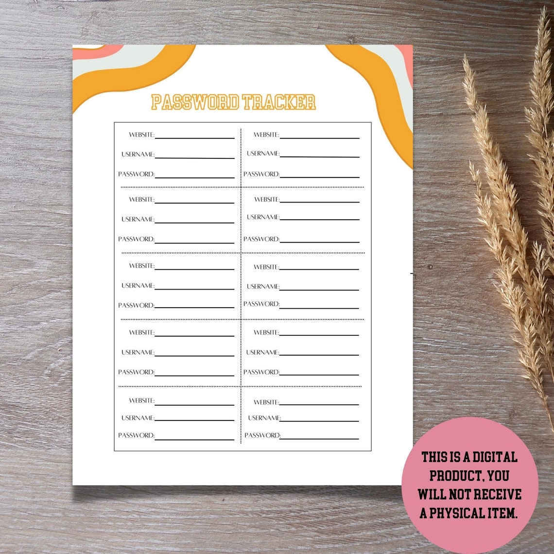 Password Tracker Printable Password Log PDF Password - Etsy