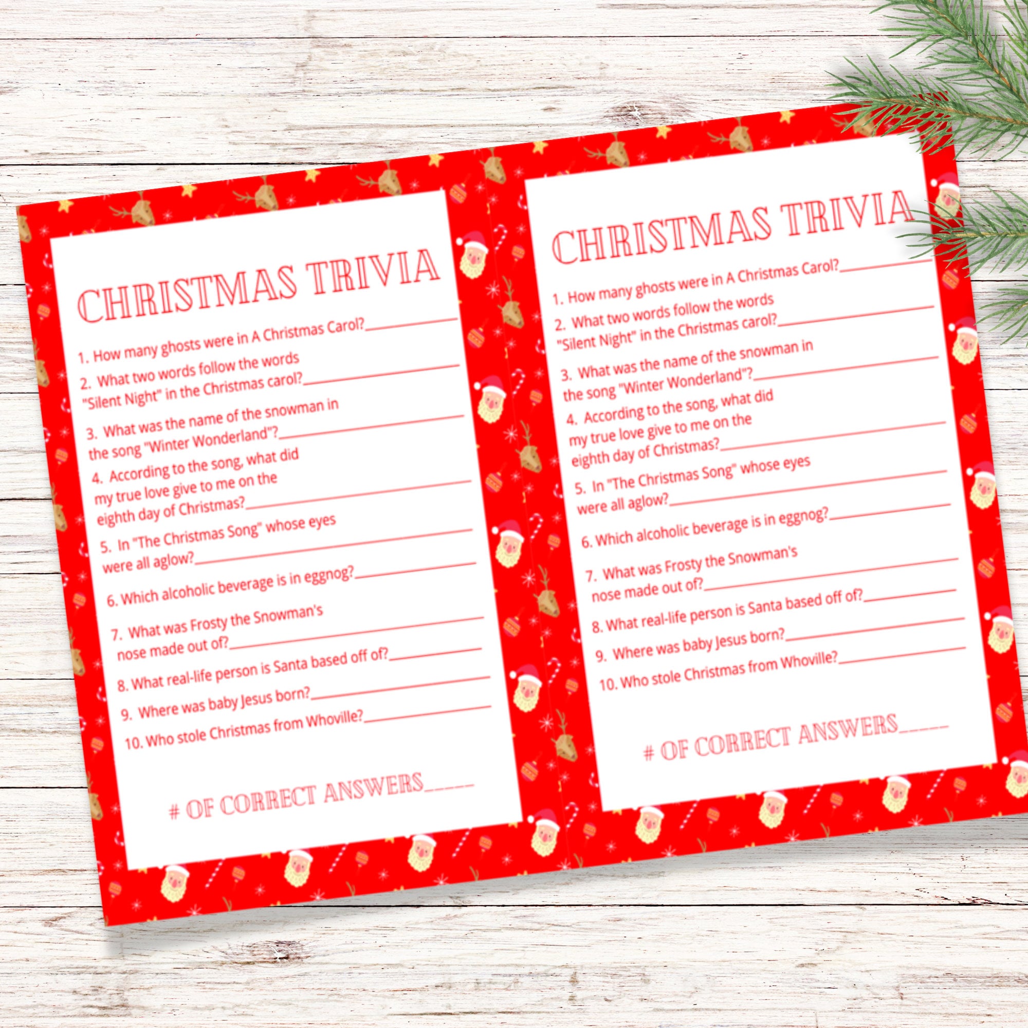 Christmas Trivia, Digital Download, Christmas Game, Printable Game ...