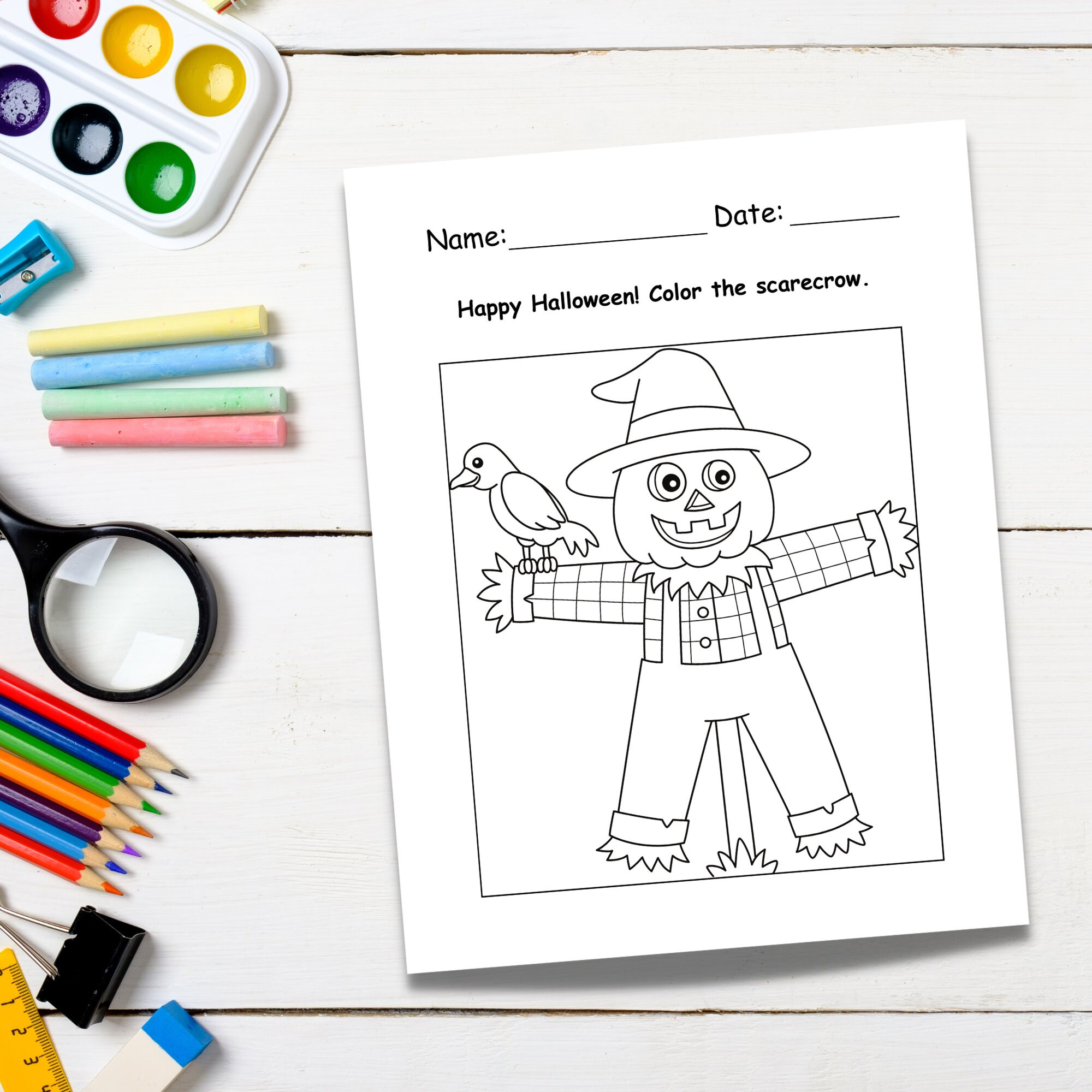 Halloween Coloring Page, Large Form for Toddler, Digital Download ...