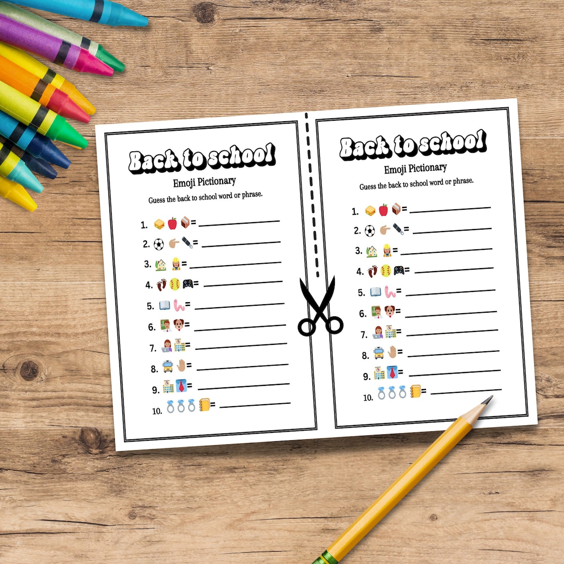 Back to School Game, Emoji Pictionary Worksheet, First Day of School ...