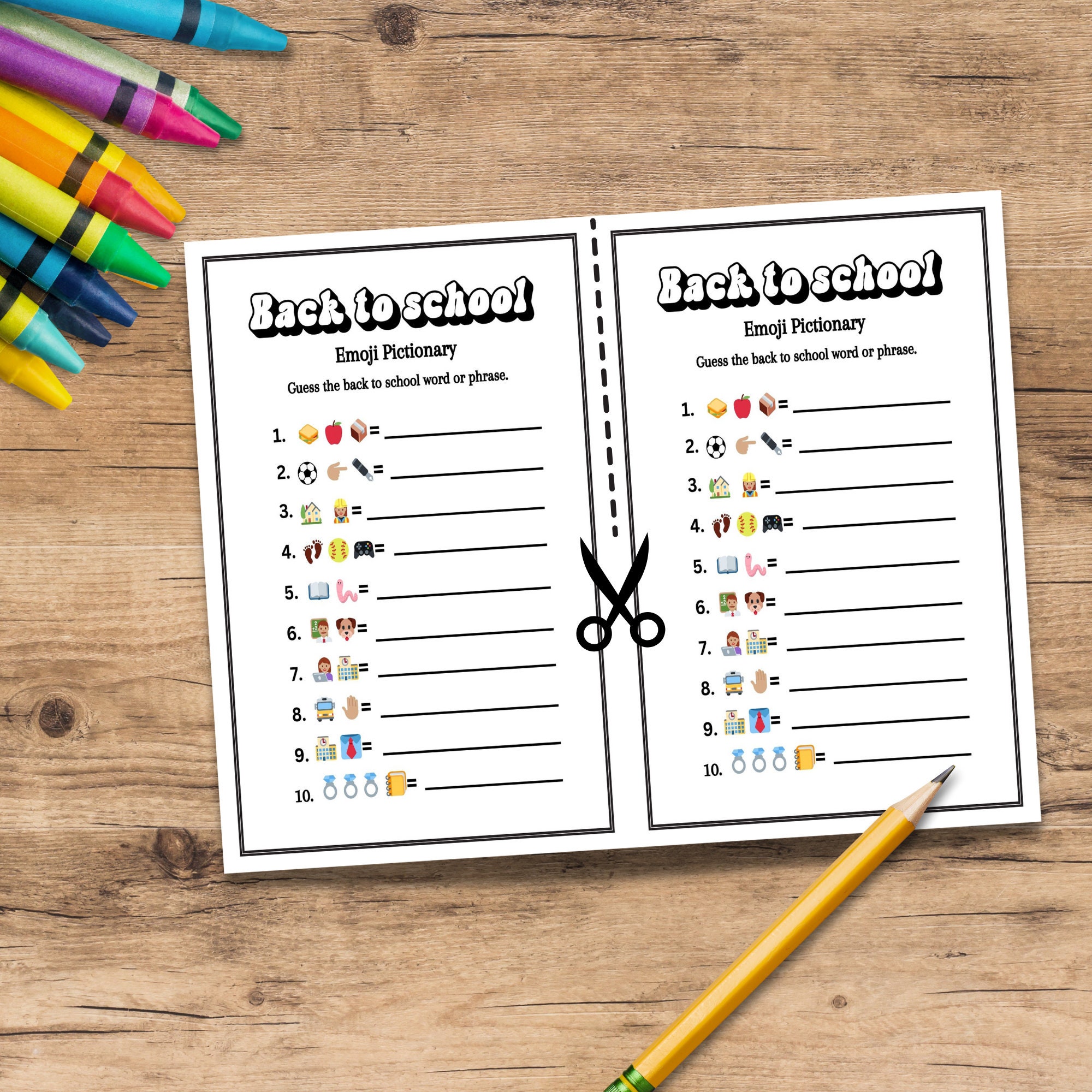 Back to School Game, Emoji Pictionary Worksheet, First Day of School ...