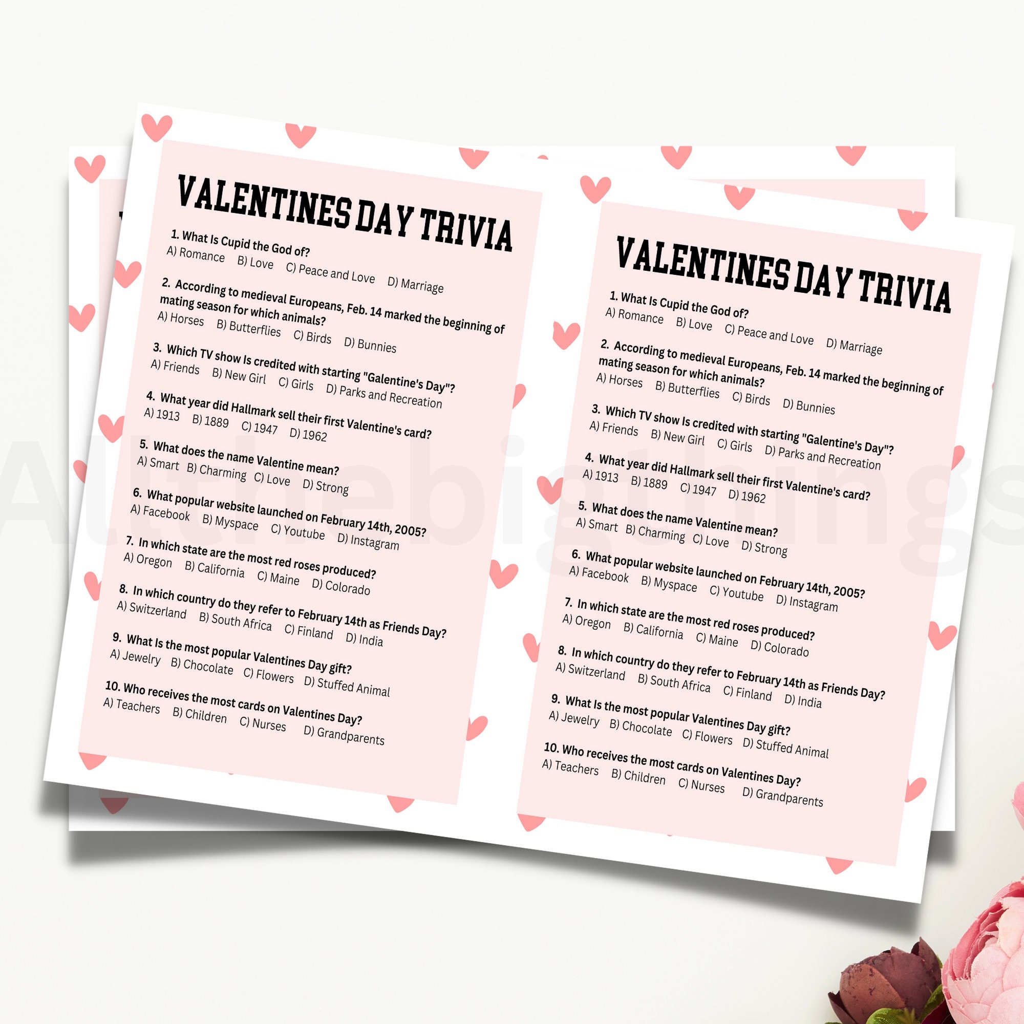 Valentines Day Trivia Game, Valentine Day Party Game for Kids ...