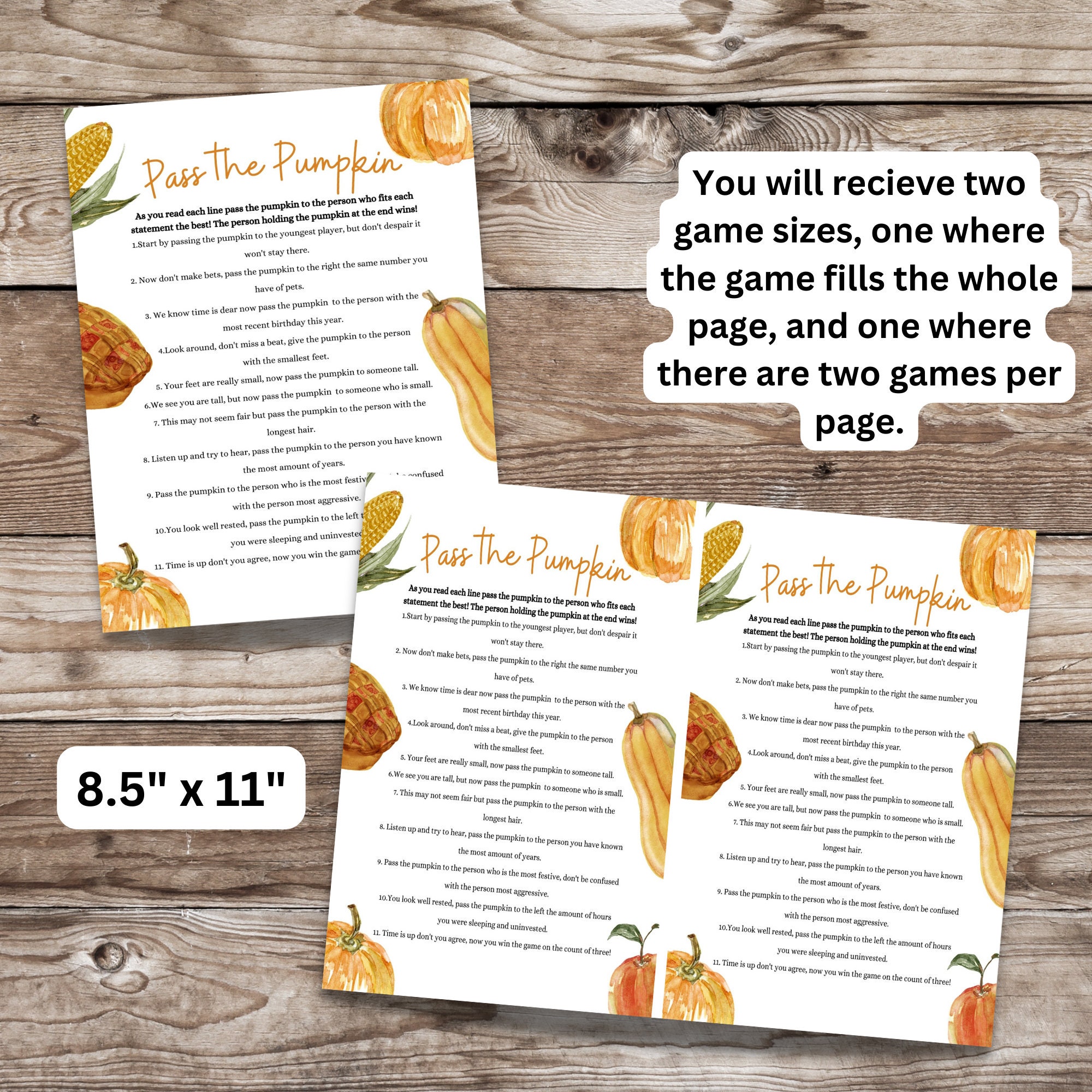 Pass The Pumpkin Game Halloween Printable Left Right Game Easy Thanksgiving Party Games For