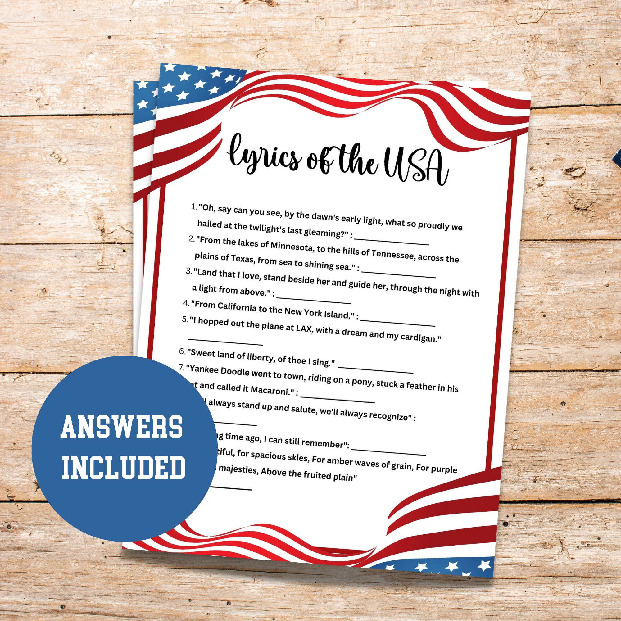 4th of July Games, 4th of July Game Bundle, Patriotic Games, 7 American ...