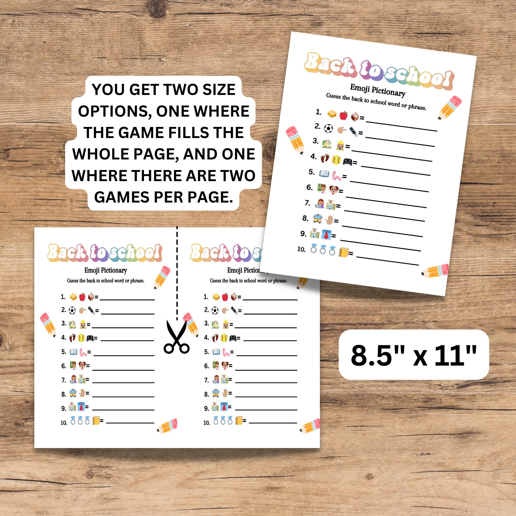 PRINTABLE Game, Emoji Pictionary Worksheet, First Day of School ...