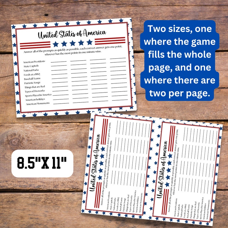 Fourth of July Themed Think Fast Game, Fourth of July Trivia Game ...