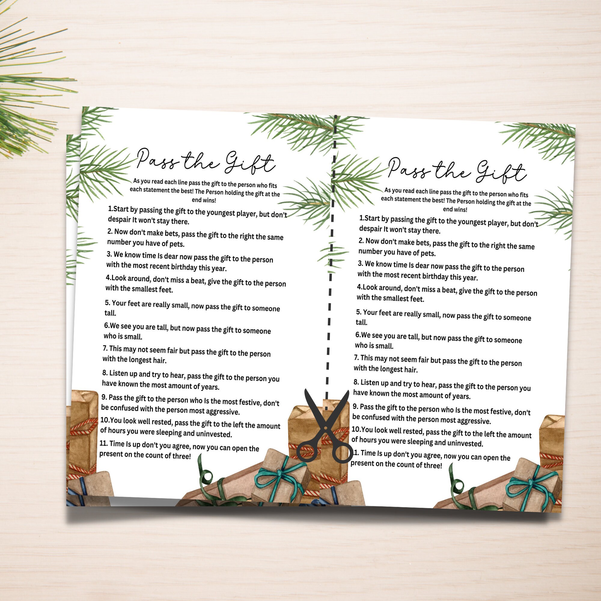 Christmas Pass the Present Game, Christmas Gift Exchange Game, White ...