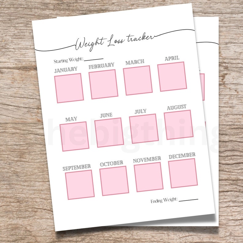 Monthly Weight Loss Tracker Journal Printable Weight Loss Chart
