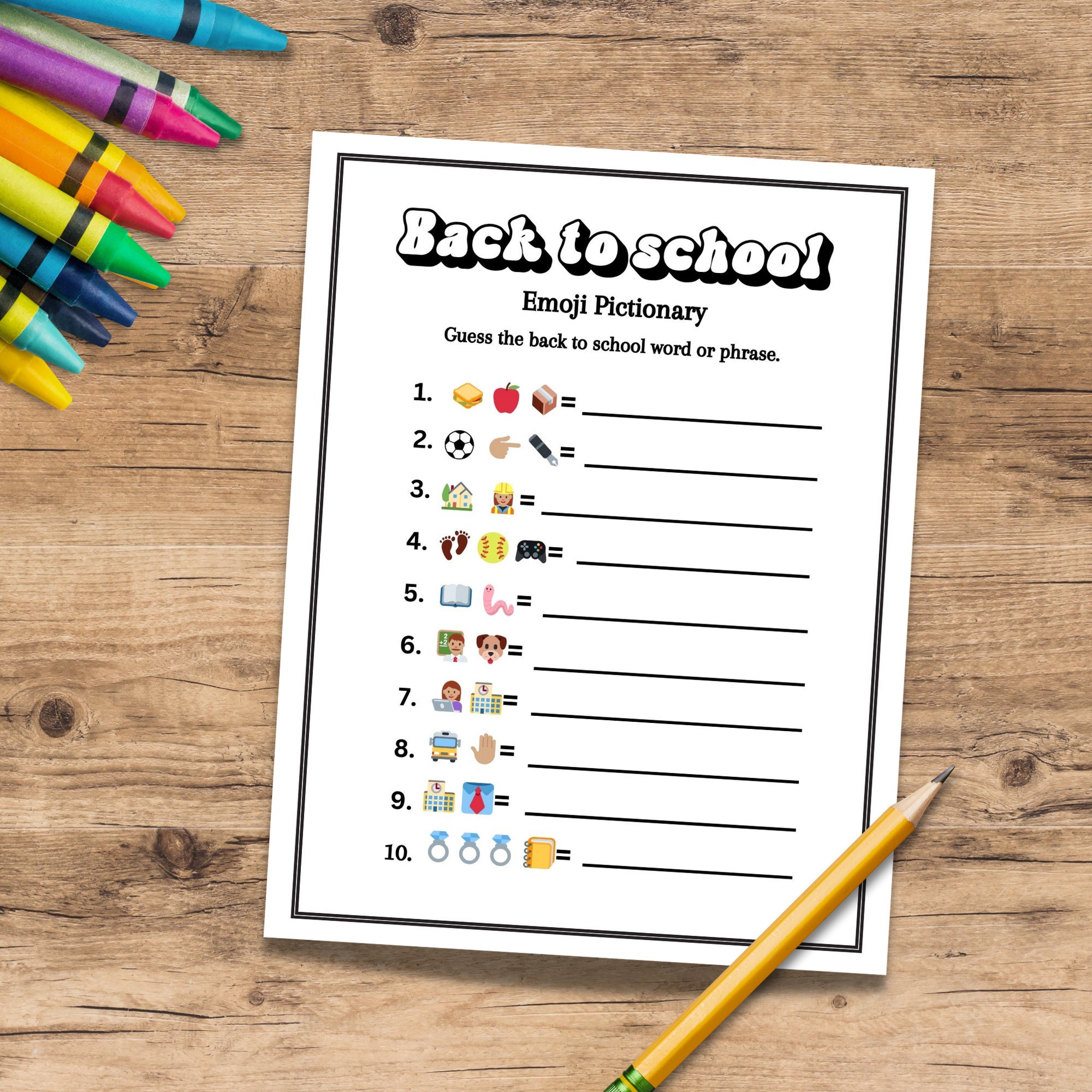 Back to School Game, Emoji Pictionary Worksheet, First Day of School ...