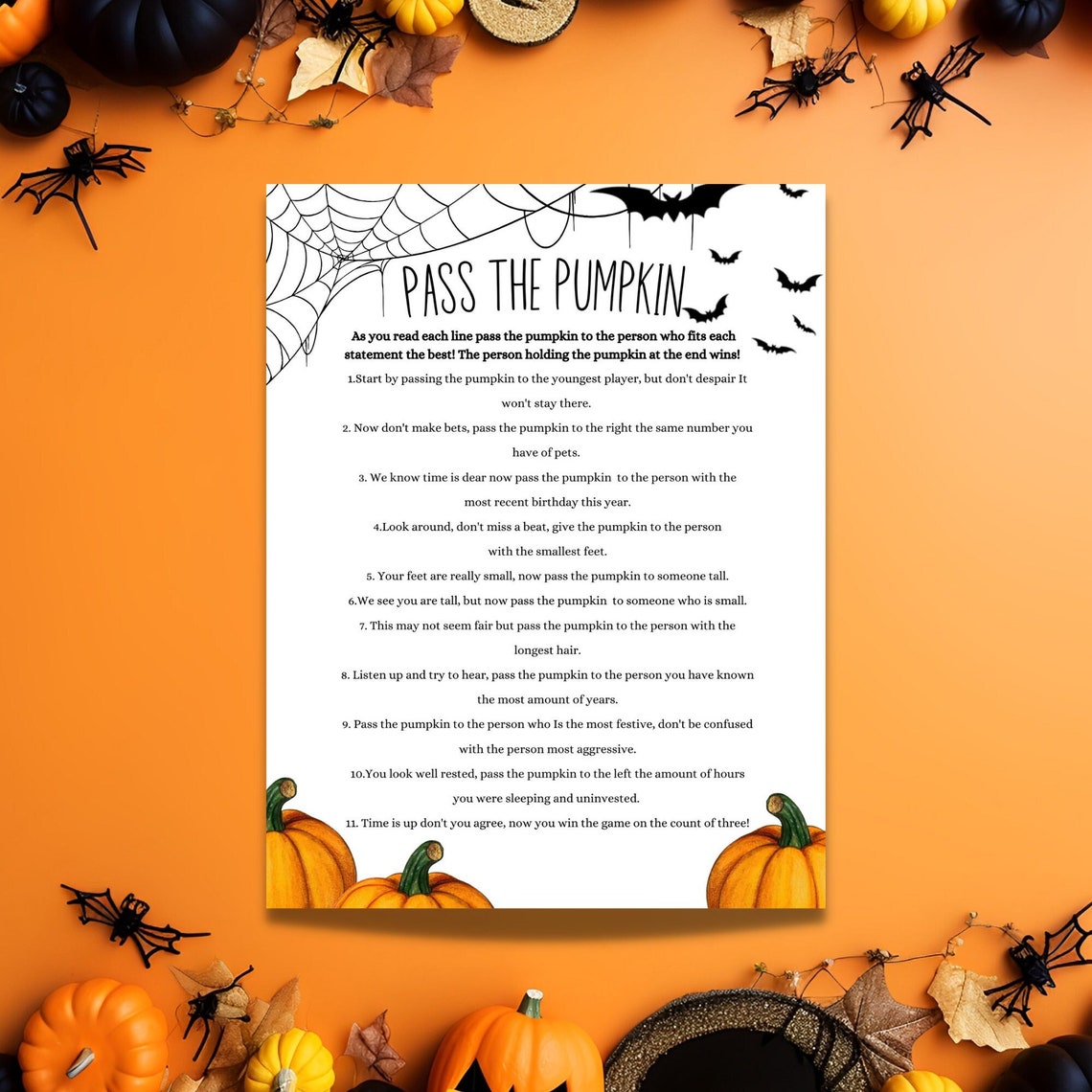 Pass the Pumpkin Game Halloween Printable, Left Right Game East ...