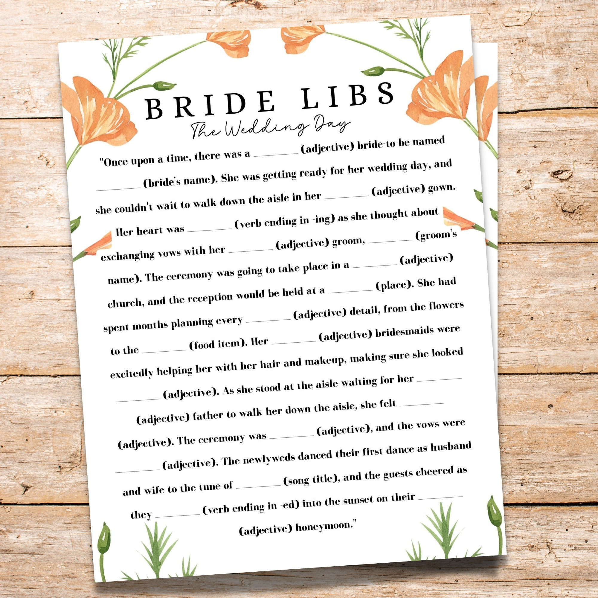 Mad Libs Bridal Shower Game, Printable How They Met Mad Libs, Modern ...