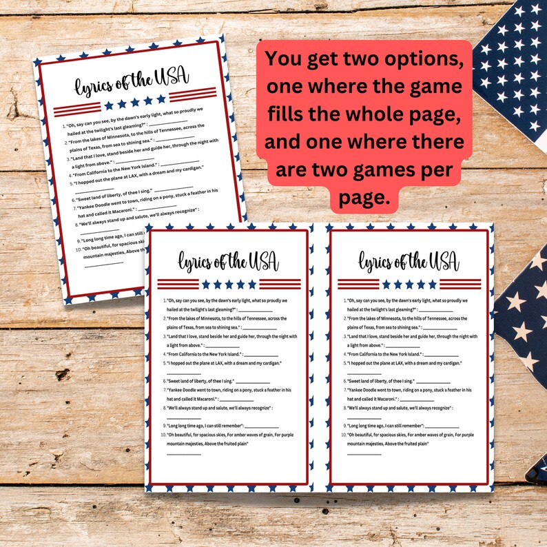 Patriotic Music of America, USA Song Trivia, Match up Game | Printable ...
