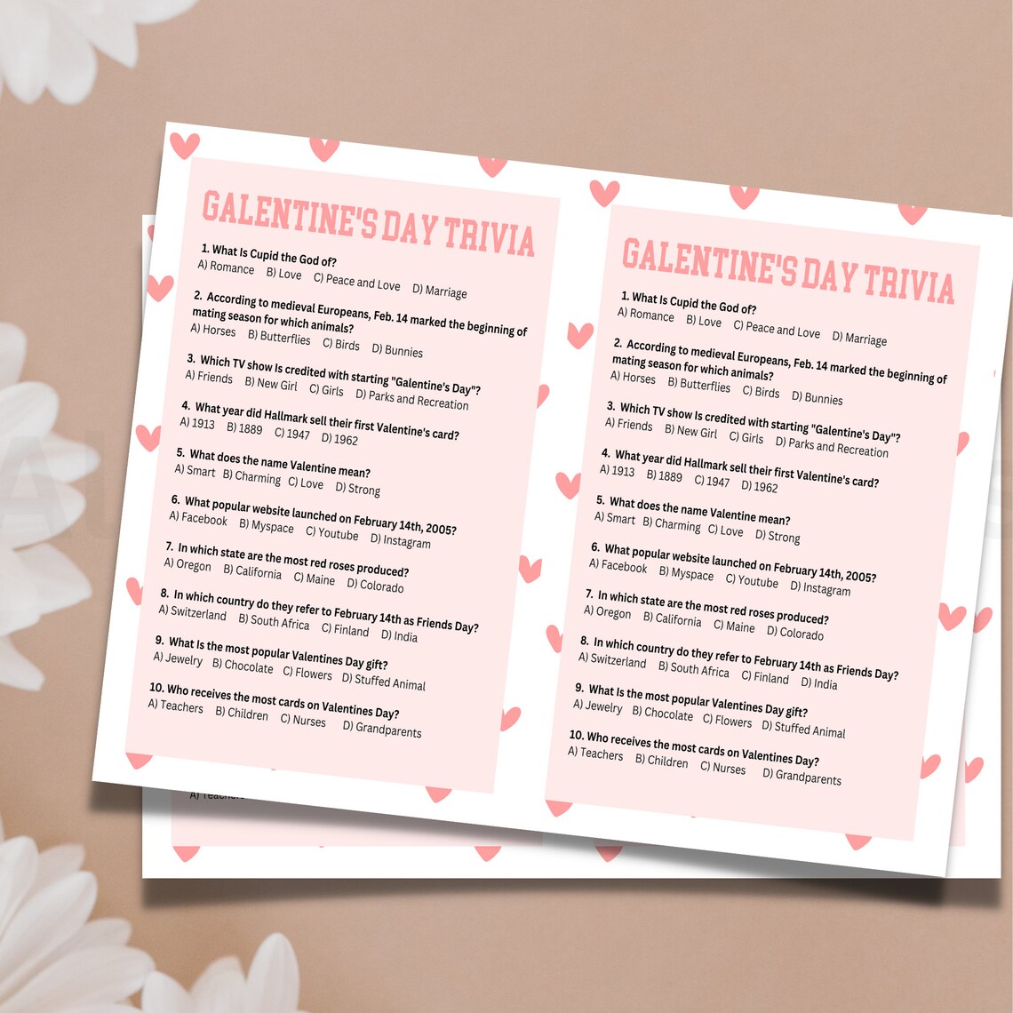 Galentines Day Trivia Game Galentines Day Party Game Valentines Day