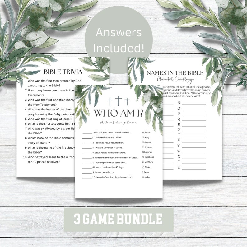 3 Bible Games Bible Trivia Bible Trivia Game Bible Games - Etsy