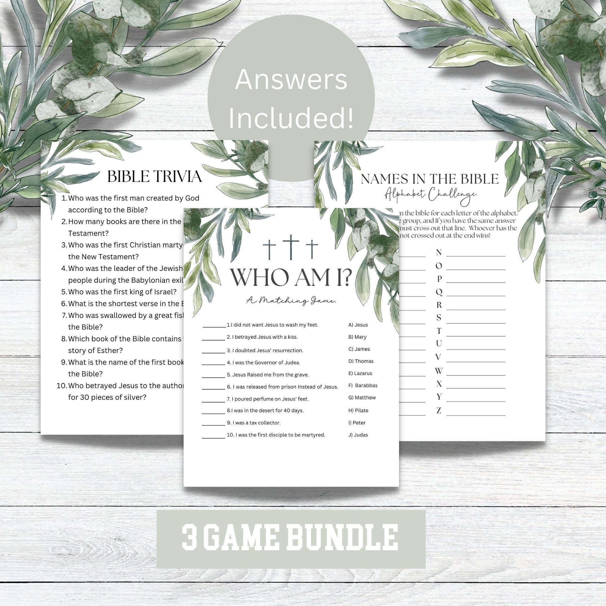 3 Bible Games Bible Trivia Bible Trivia Game Bible Games - Etsy