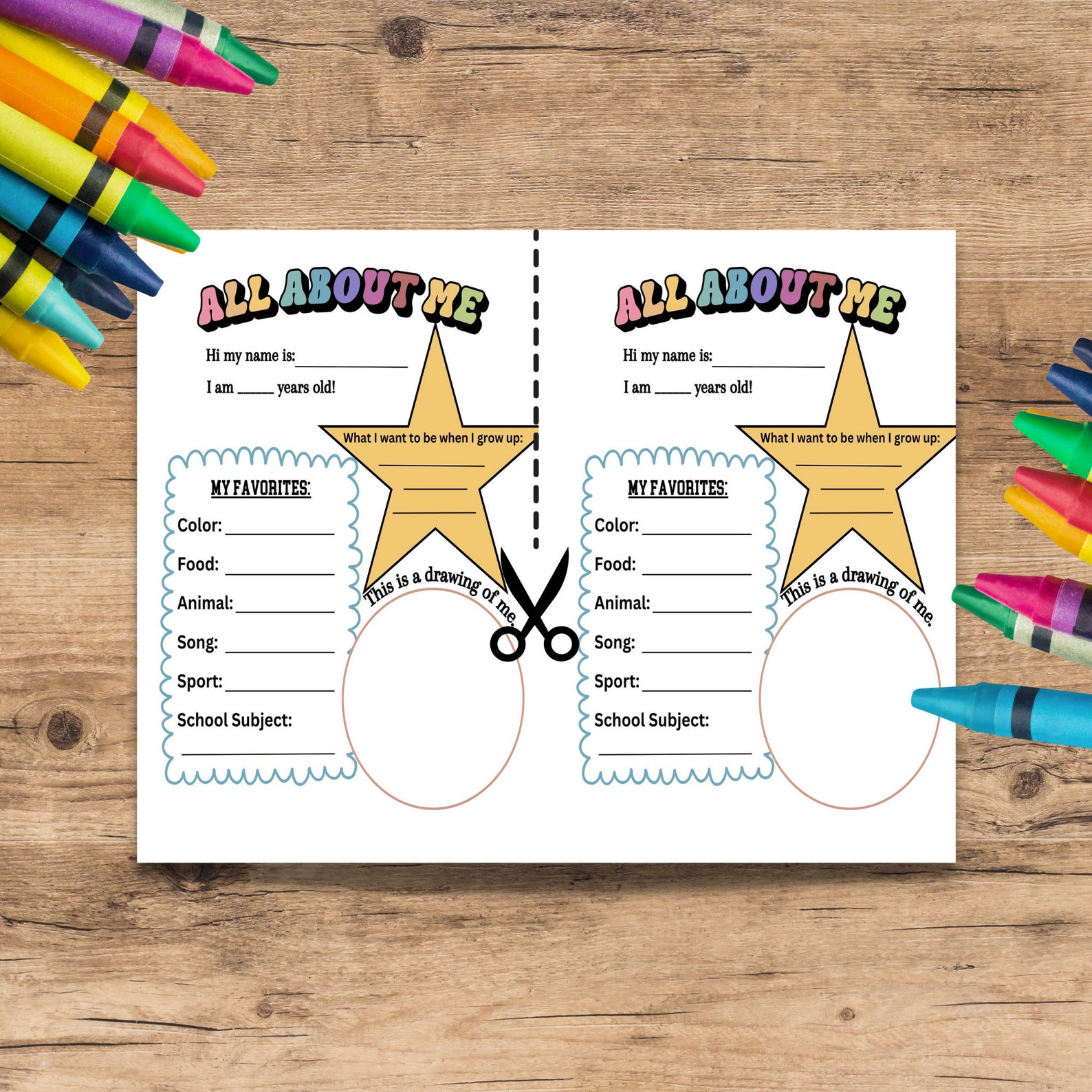 PRINTABLE All About Me Worksheet, Printable Activity for Kids, First ...