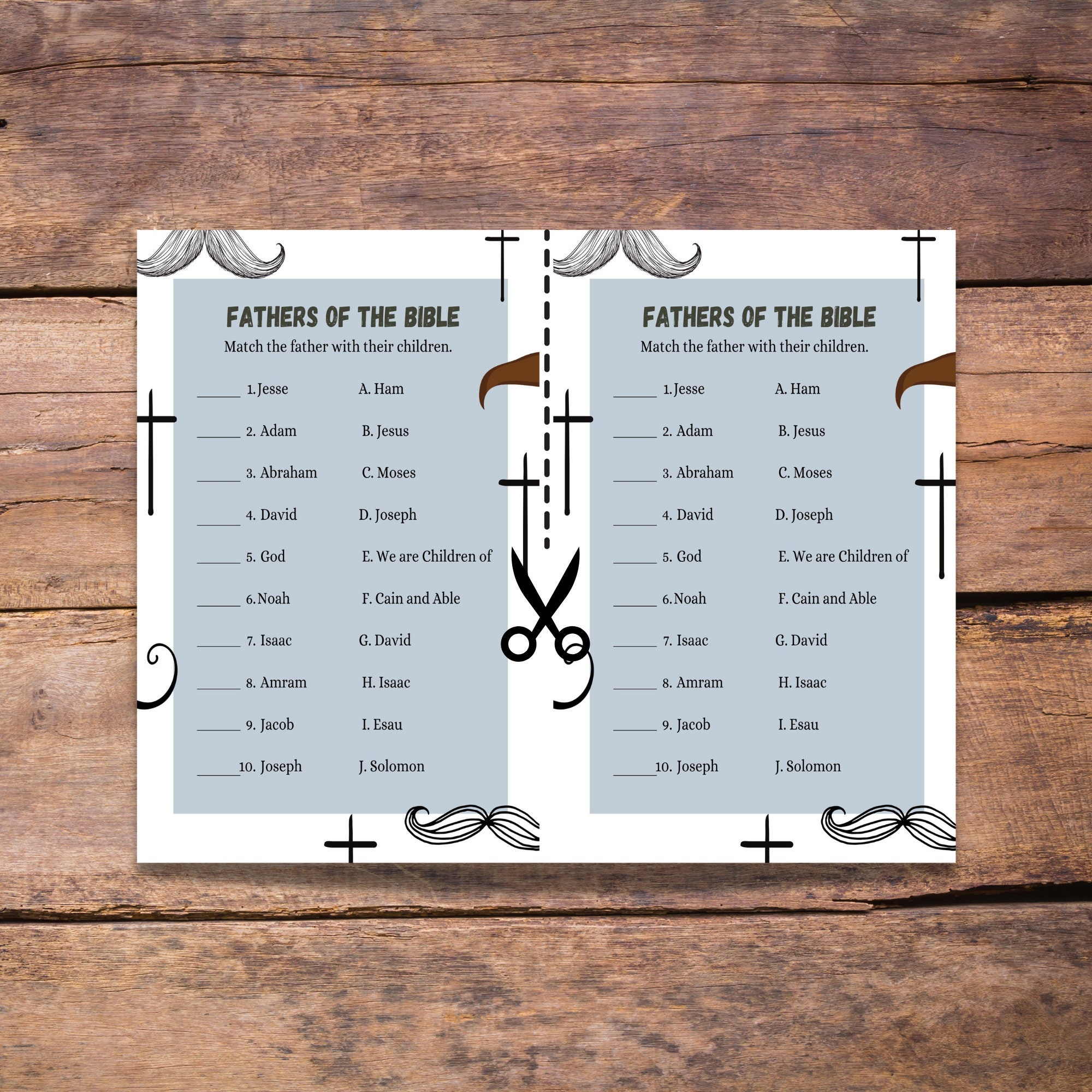 Fathers Day Bible Match Game | Fathers in the Bible Match Party Game ...