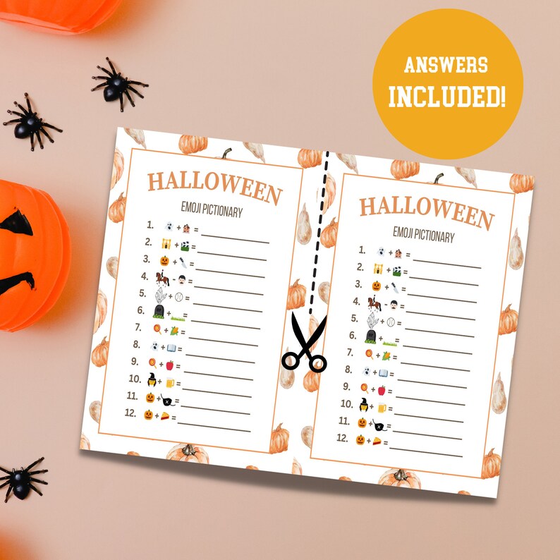 Halloween Emoji Pictionary Party Game, Halloween Picture Trivia Games ...