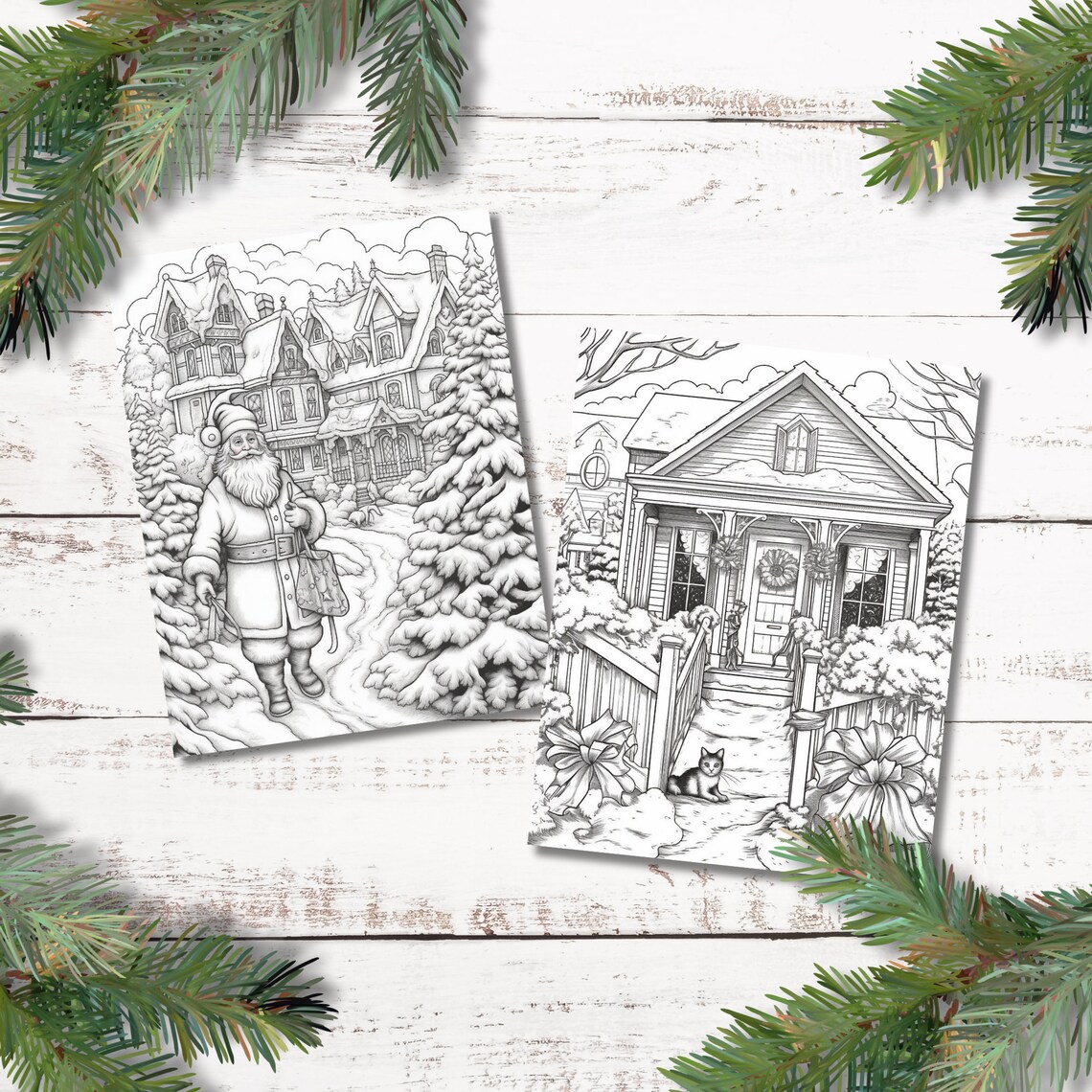 Christmas Coloring Pages Bundle, 5 Christmas Coloring Pages Printable ...