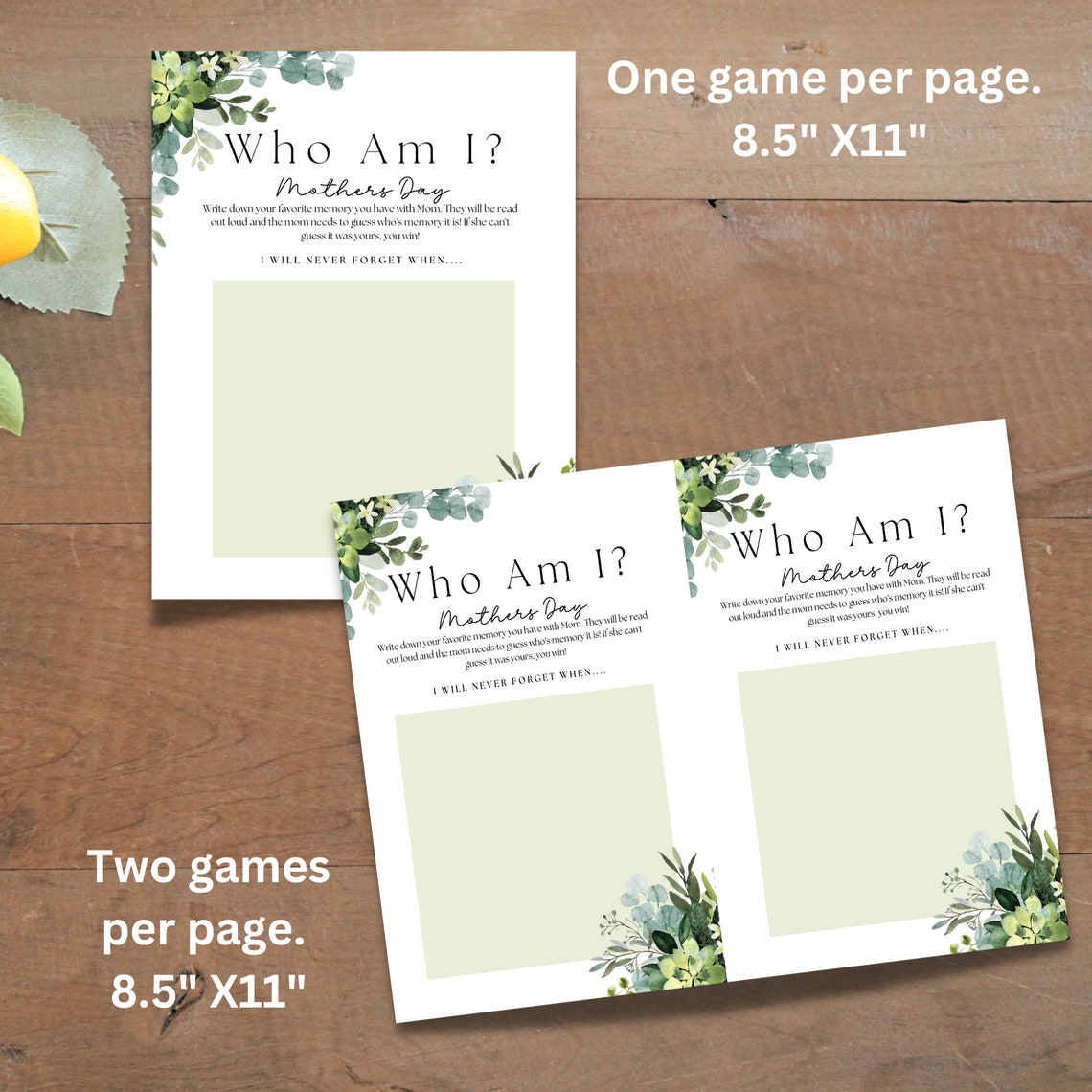 Mother's Day Game Who Am I Mother Day Memory Game Printable Mothers Day ...