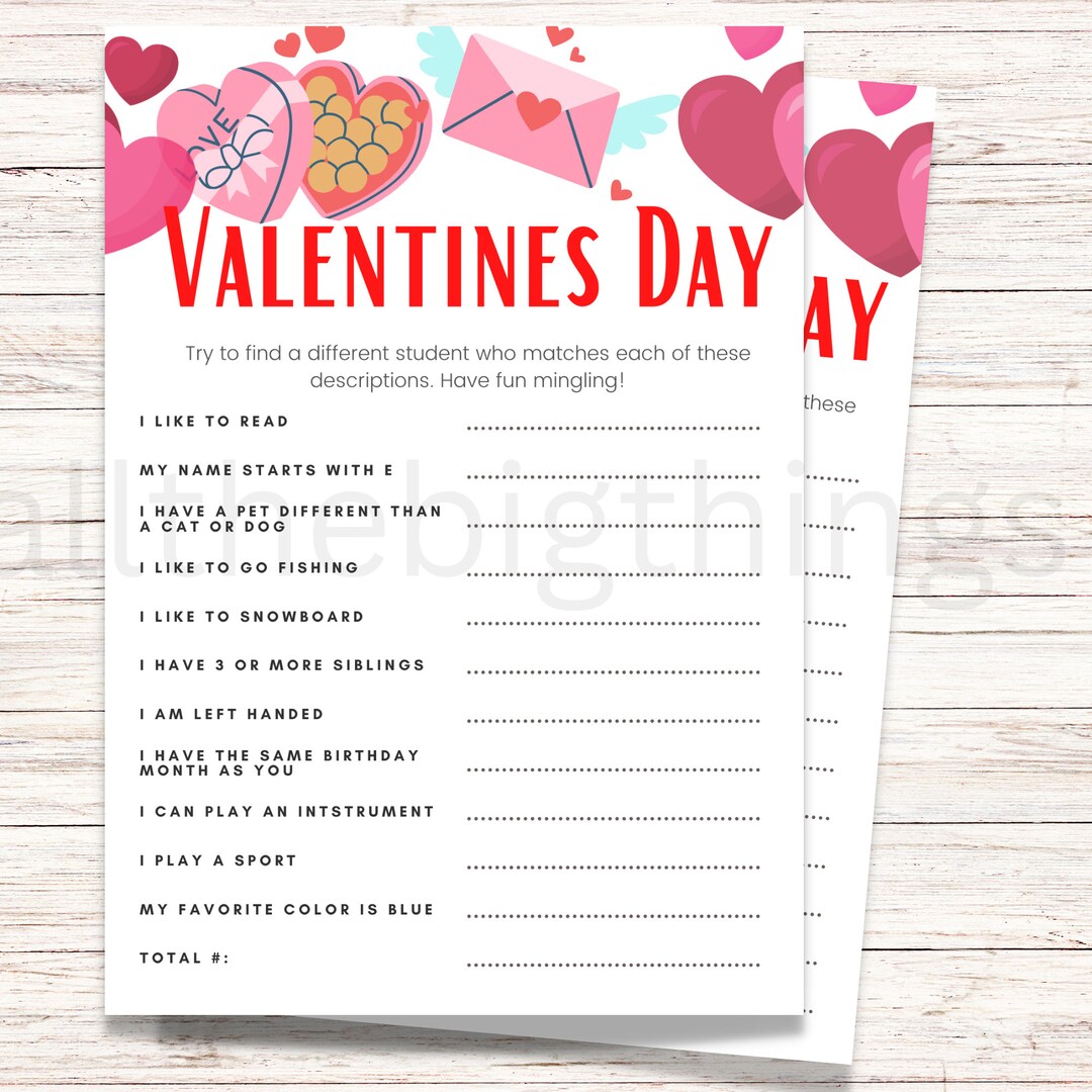 Valentine Find Someone Who Activity for Students | Printable Valentine ...