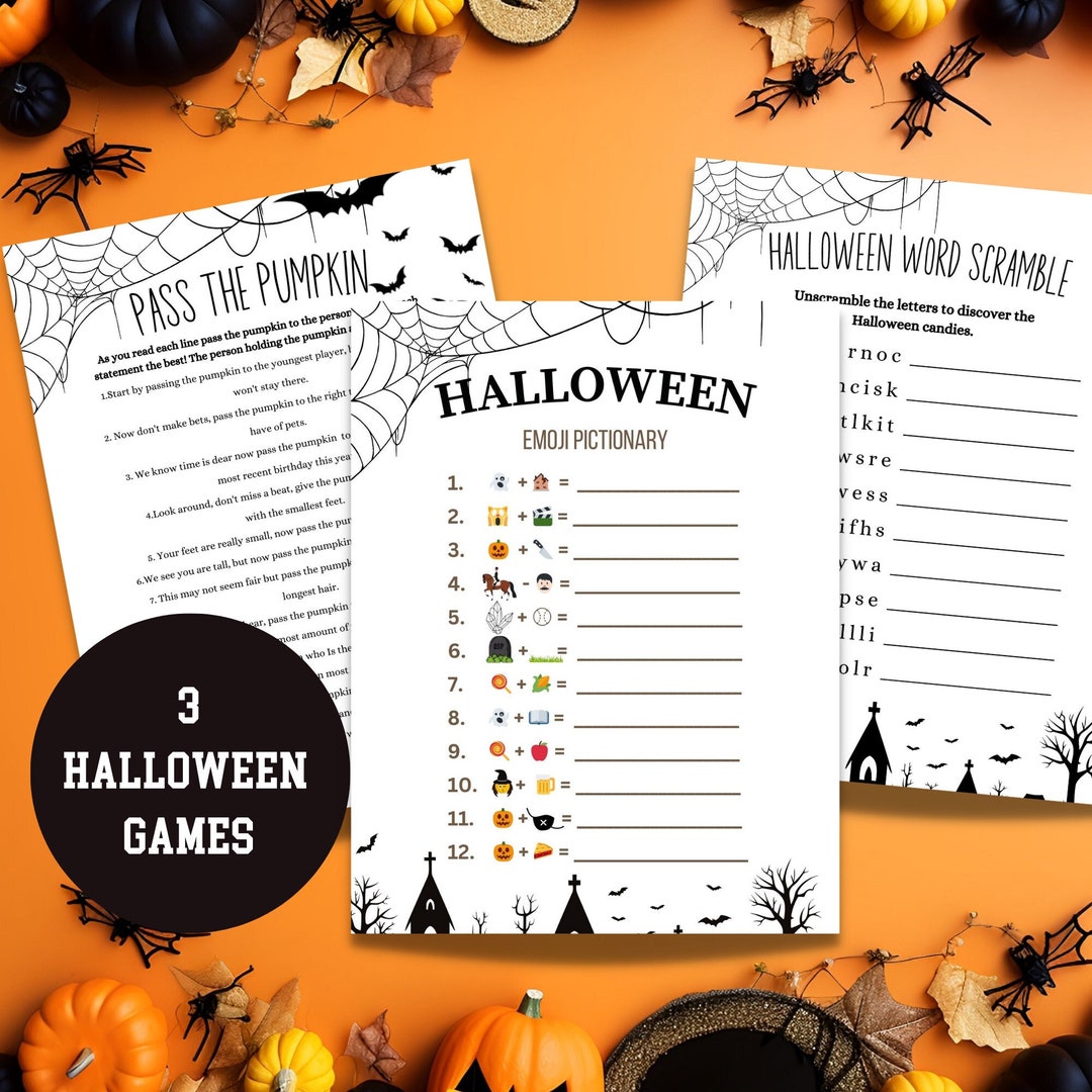 3 Halloween Printable Games Bundle, Fun Spooky Activities, Games for ...