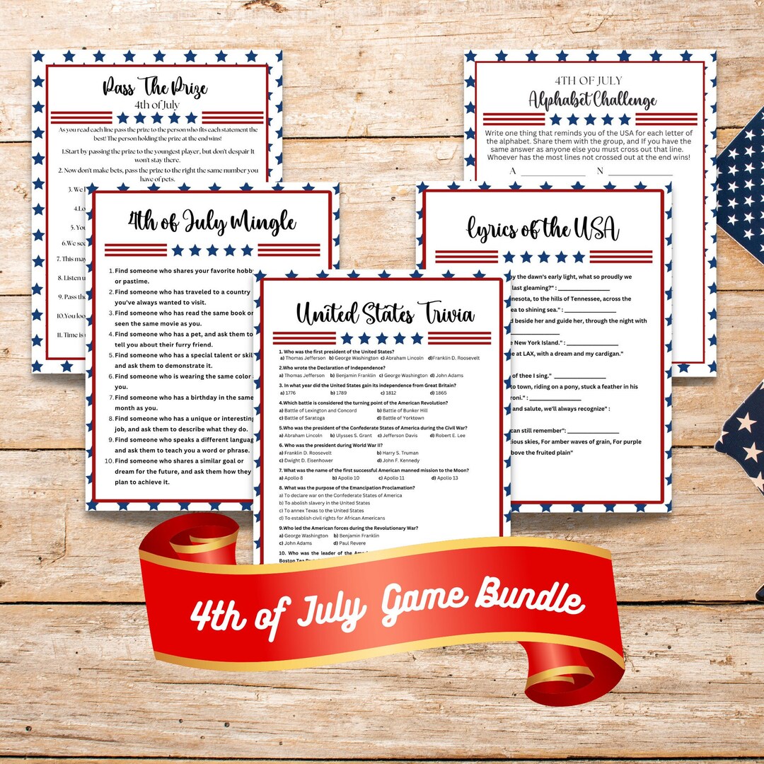 4th of July Games, 4th of July Game Bundle, Patriotic Games, American ...