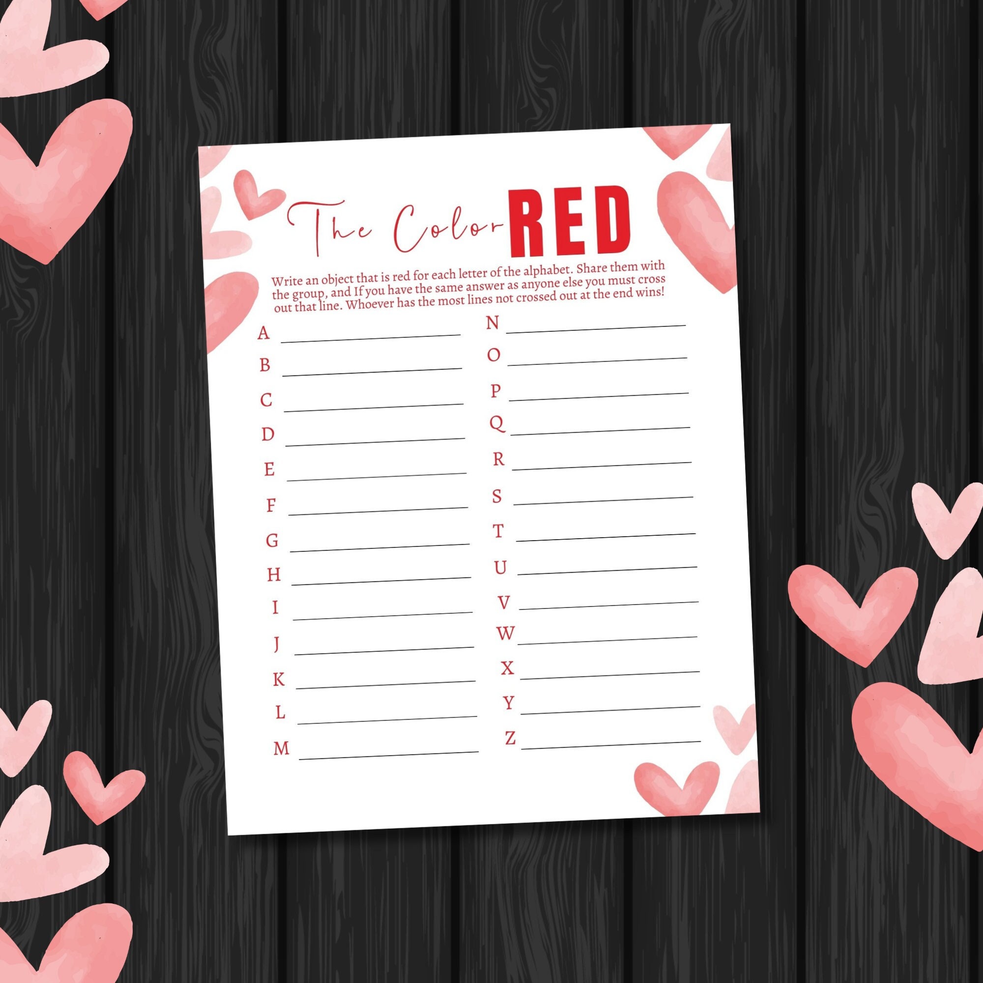 Valentine's Day the Color Red Game | Valentine Printable Games | Fun ...