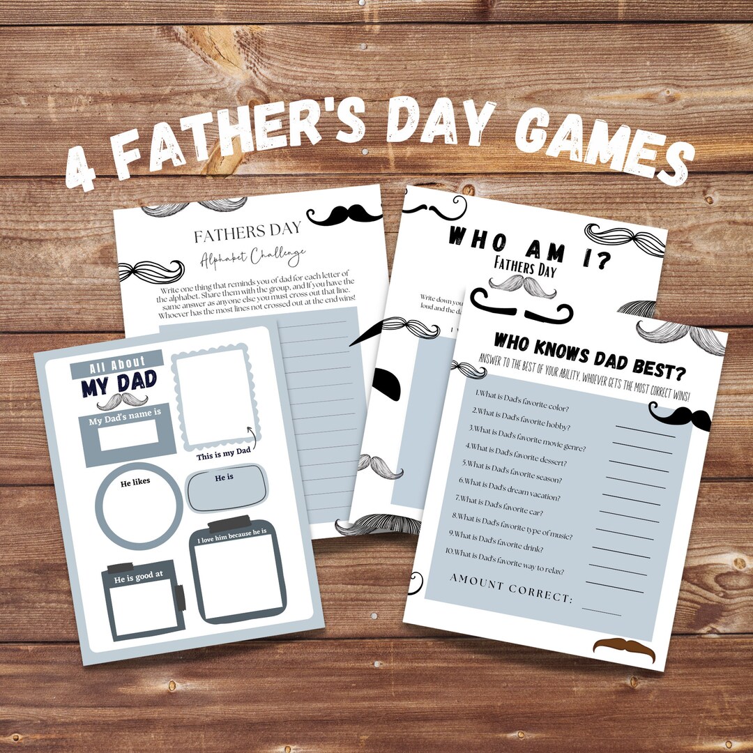 Printable Father's Day Games Bundle, Father's Day Quiz, Family Game ...