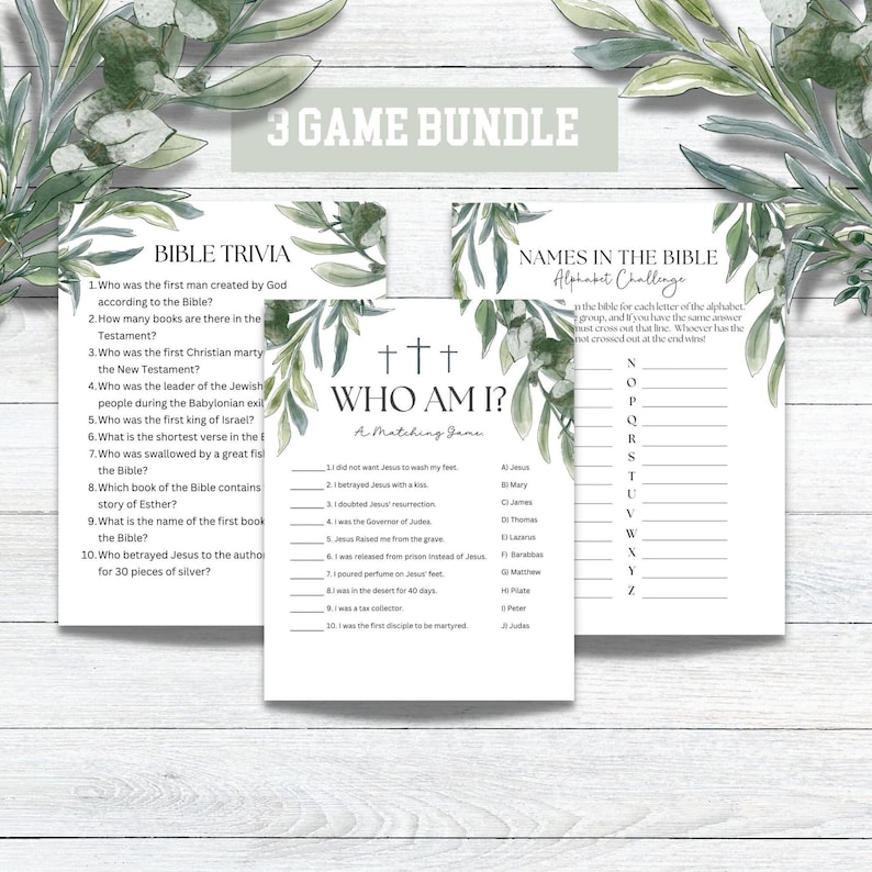 3 Bible Games Bible Trivia Bible Trivia Game Bible Games - Etsy