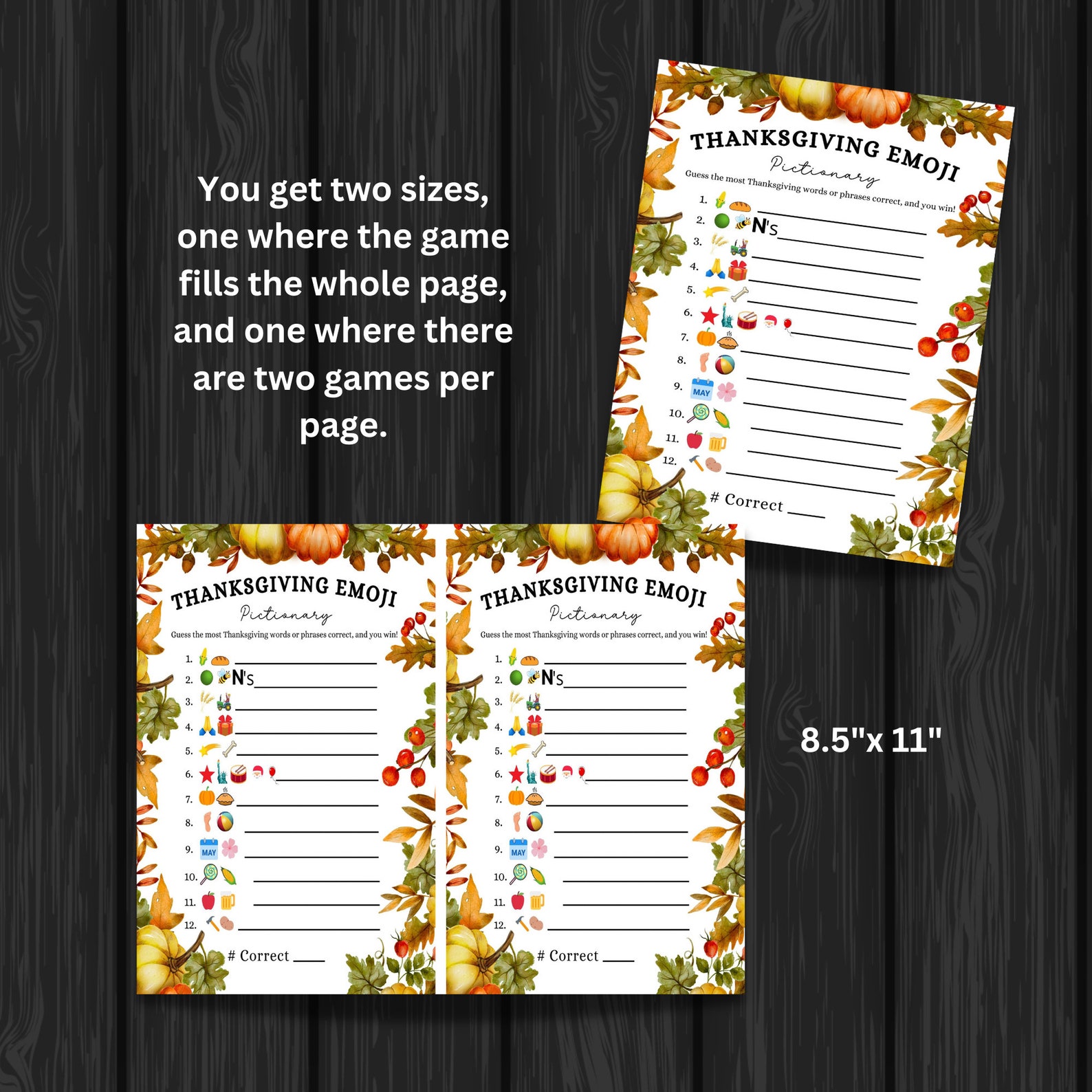 Thanksgiving Emoji Pictionary Game, Thanksgiving Printable Games, Fun ...