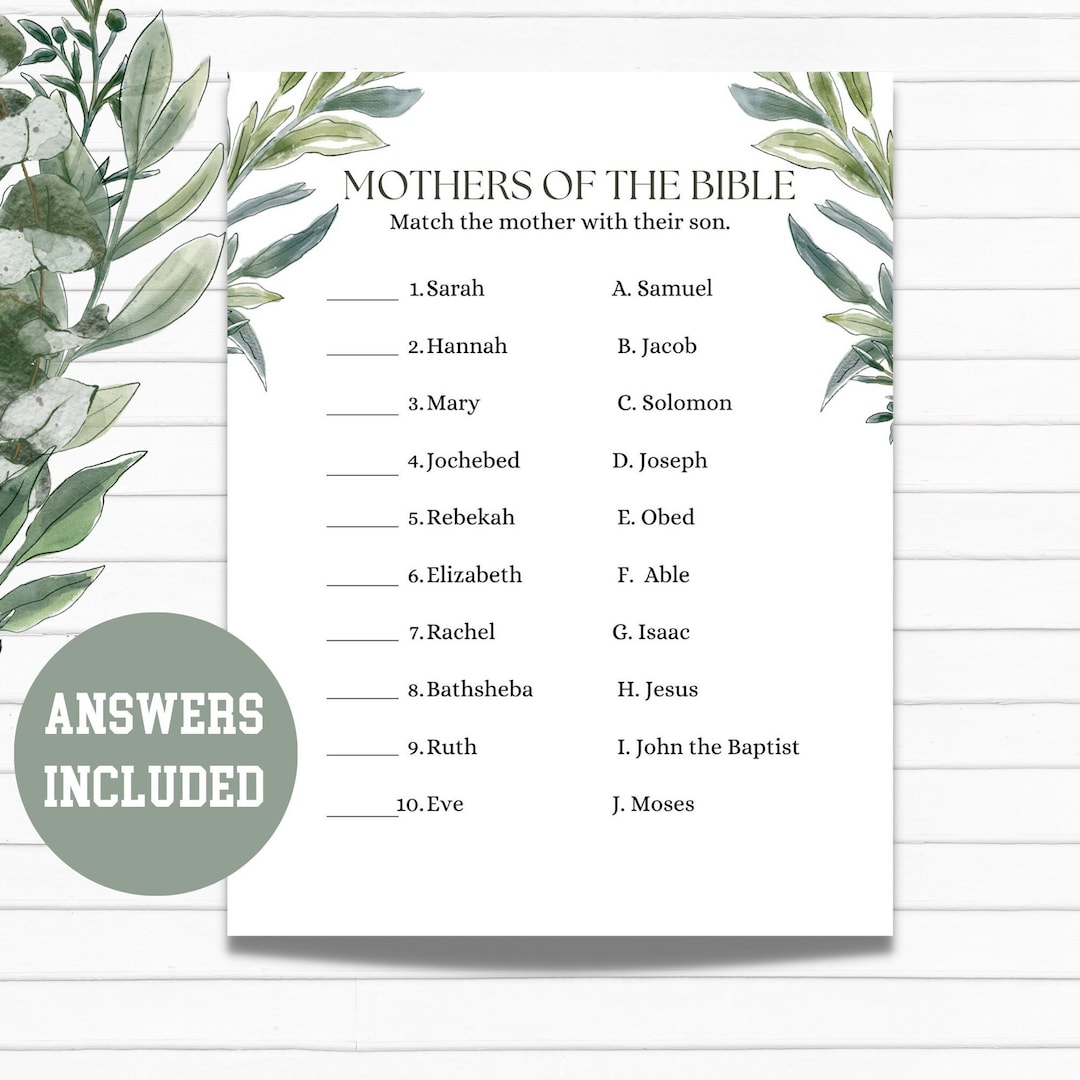Mothers Day Bible Games, Bible Match Party Game, Bible Games for Kids ...