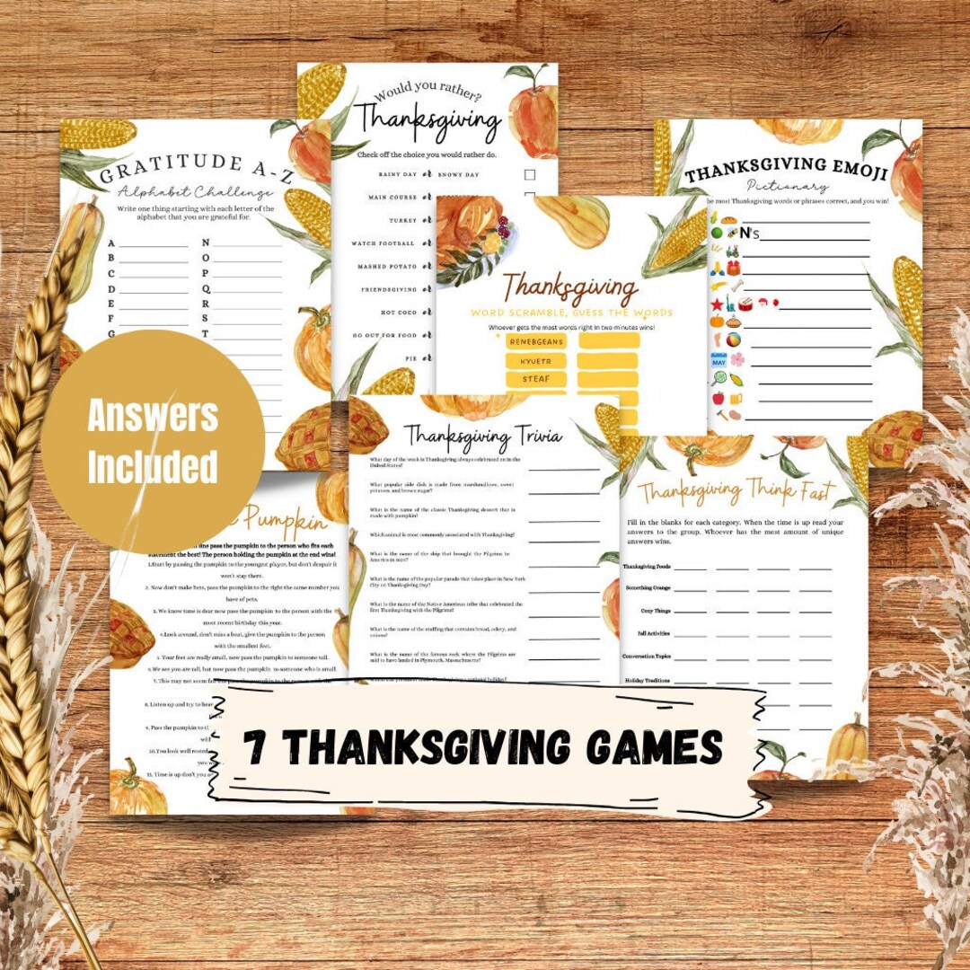 Thanksgiving Games Bundle, Printable Games, Dinner Party Games ...