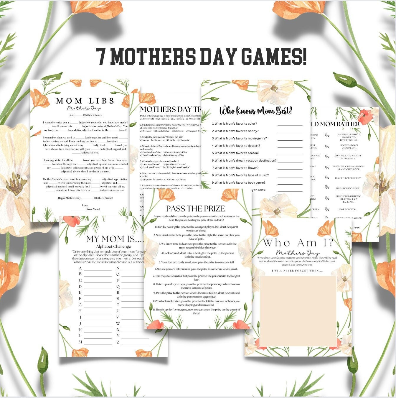 Printable Mother's Day Games Bundle, Mother's Day Quiz, Family Brunch ...