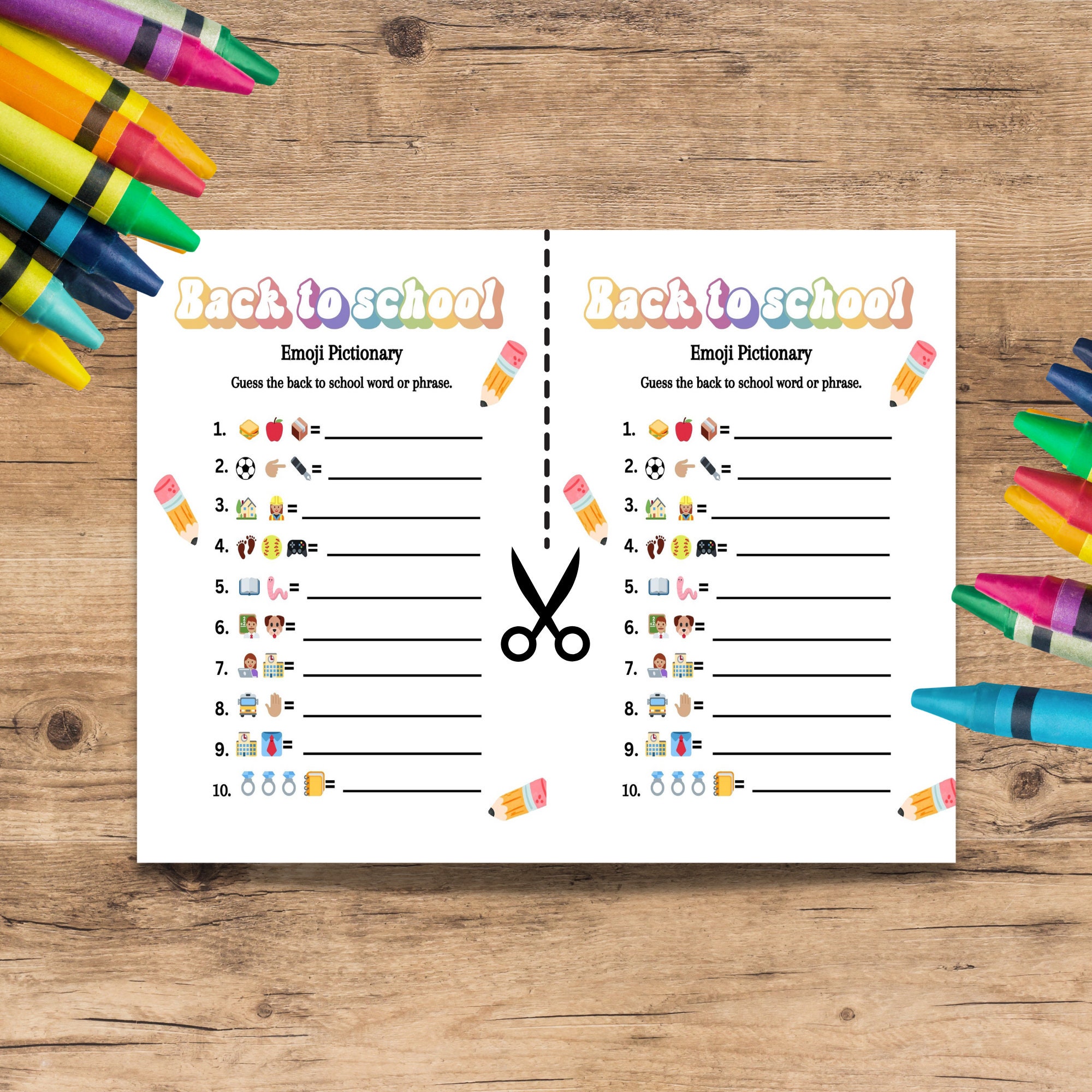 PRINTABLE Game, Emoji Pictionary Worksheet, First Day of School ...