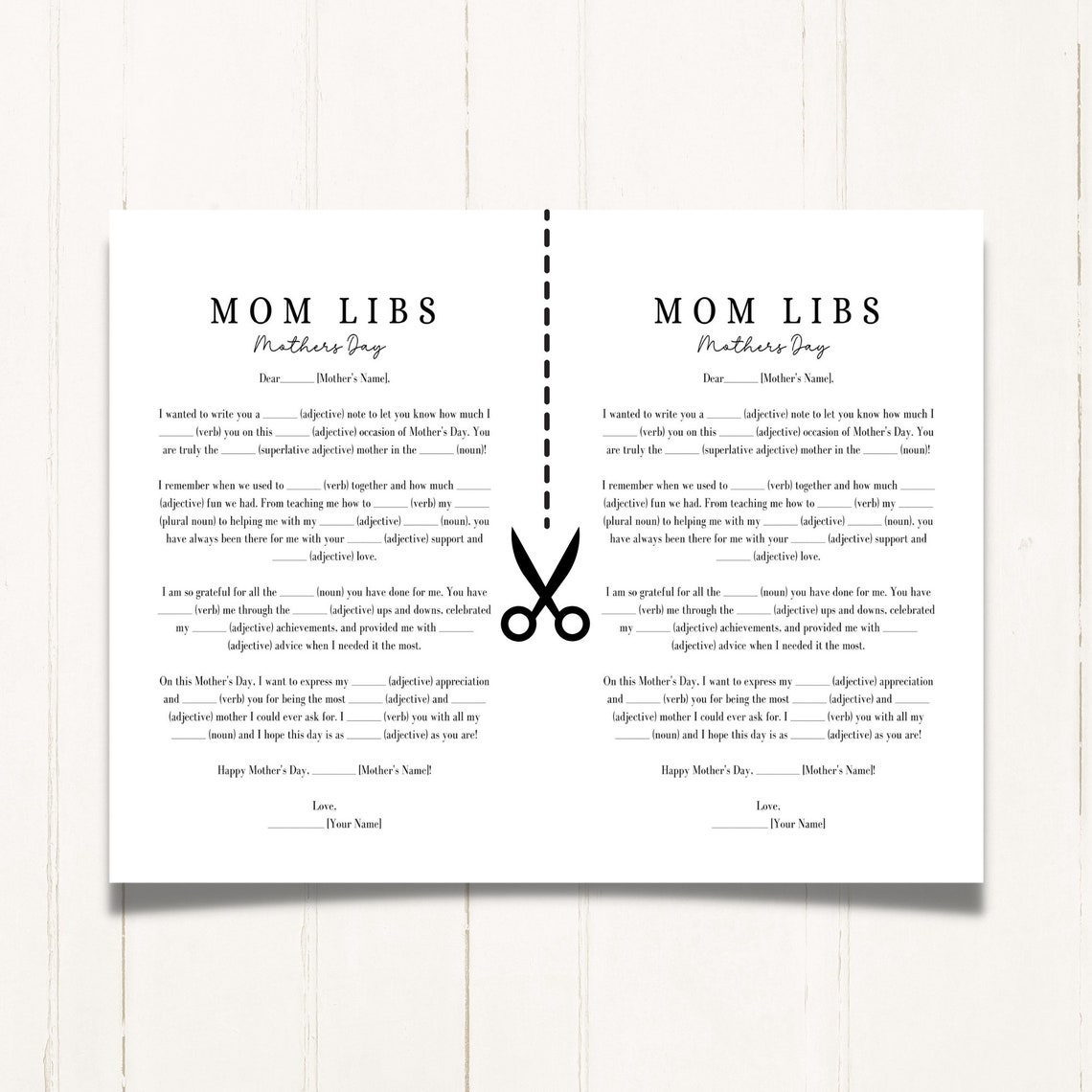 Mother's Day Mad Libs | Mad Libs | Mother Day Game | Printable Mothers ...