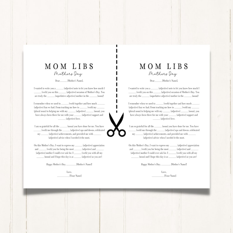 Mother's Day Mad Libs | Mad Libs | Mother Day Game | Printable Mothers ...