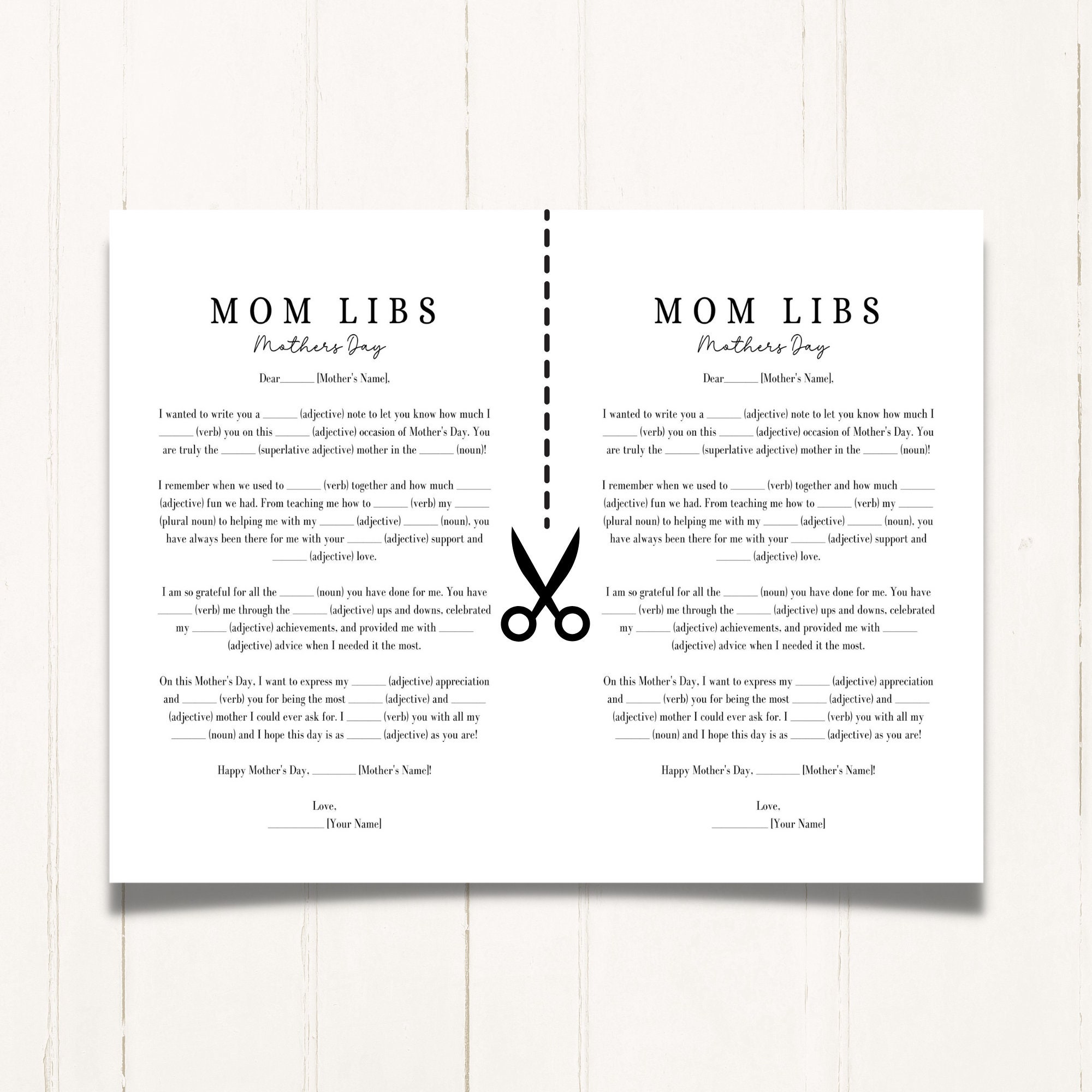 Mother's Day Mad Libs | Mad Libs | Mother Day Game | Printable Mothers ...