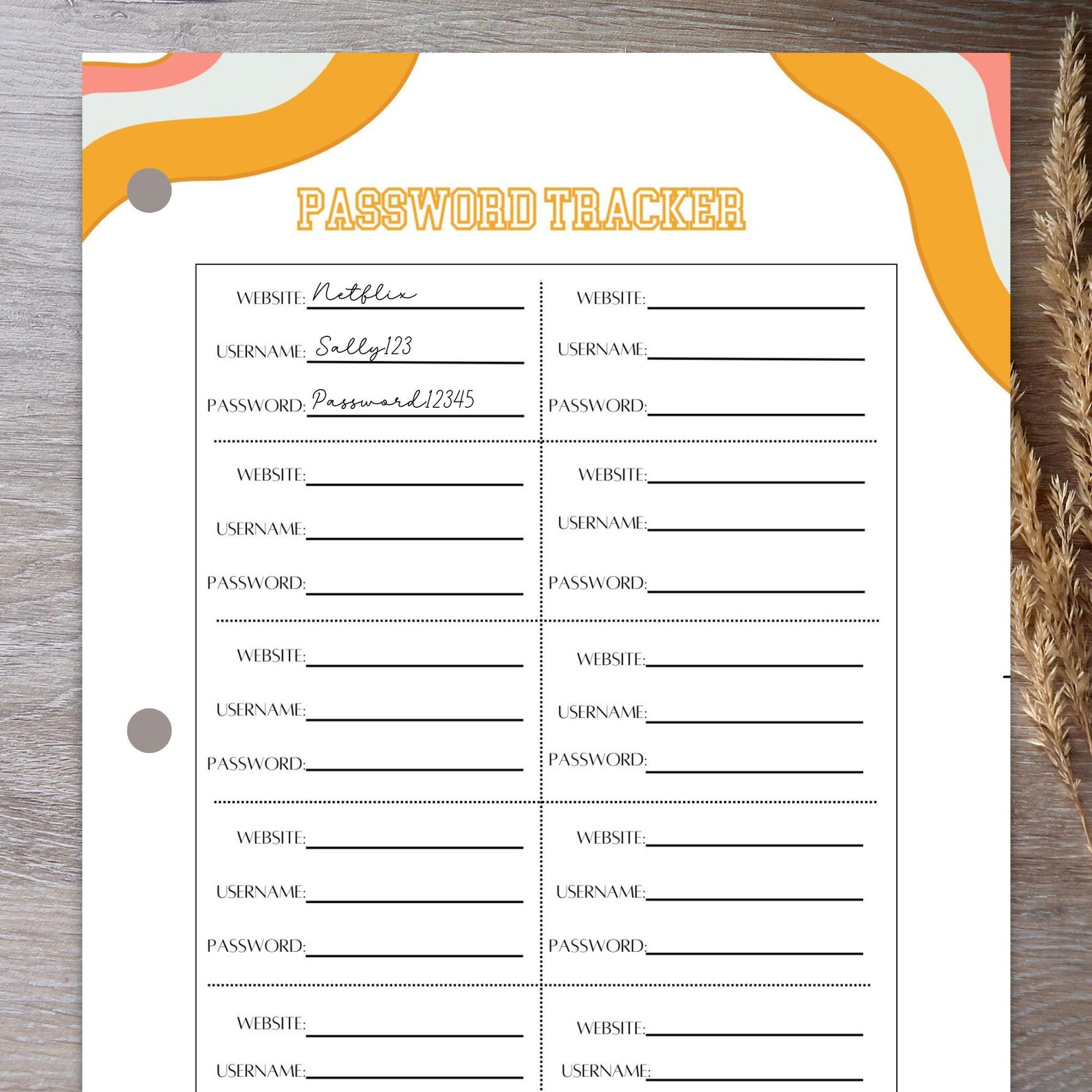 Password Tracker Printable Password Log PDF Password - Etsy