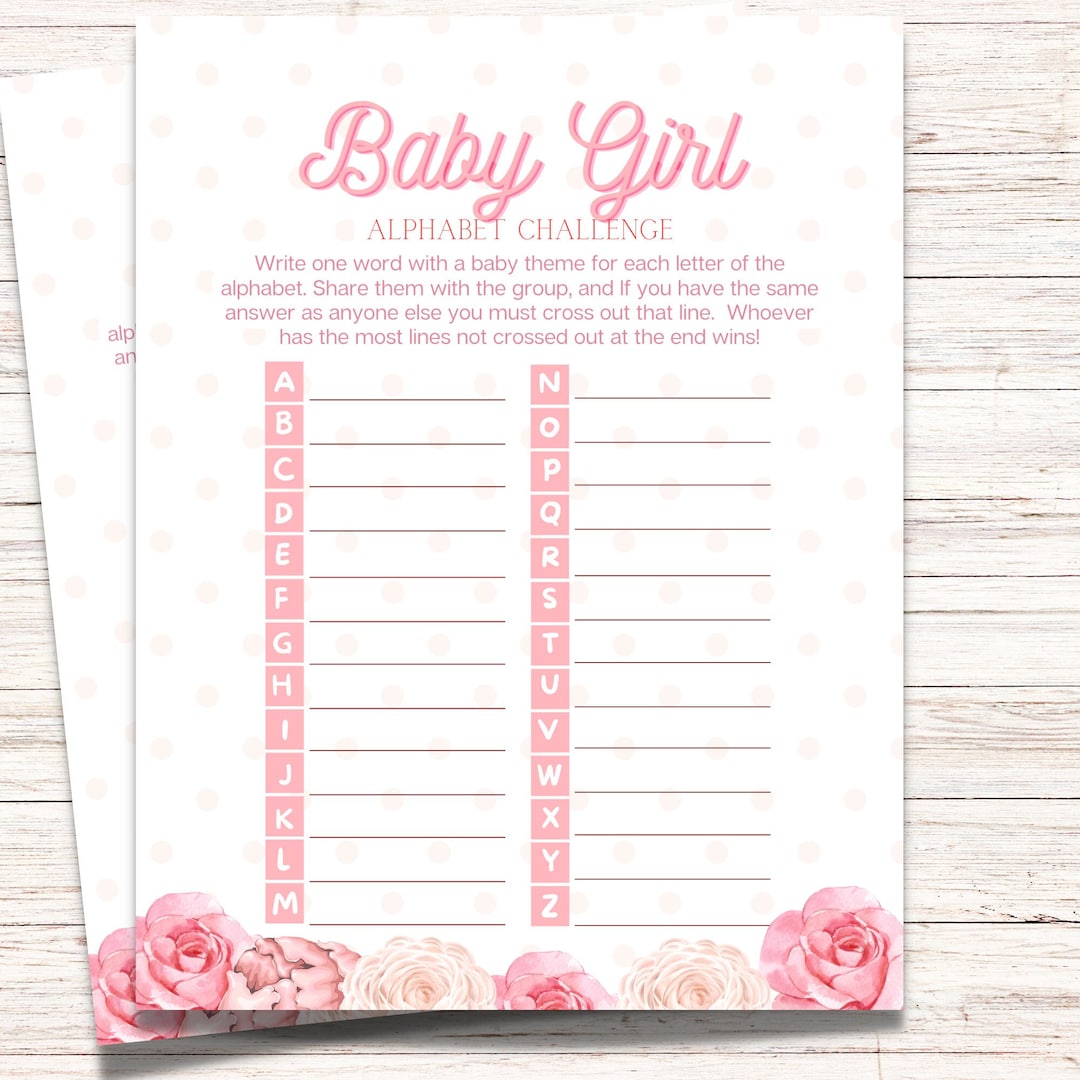 Baby Shower, Baby Girl Shower Games, Floral Pink Baby Shower Game ...