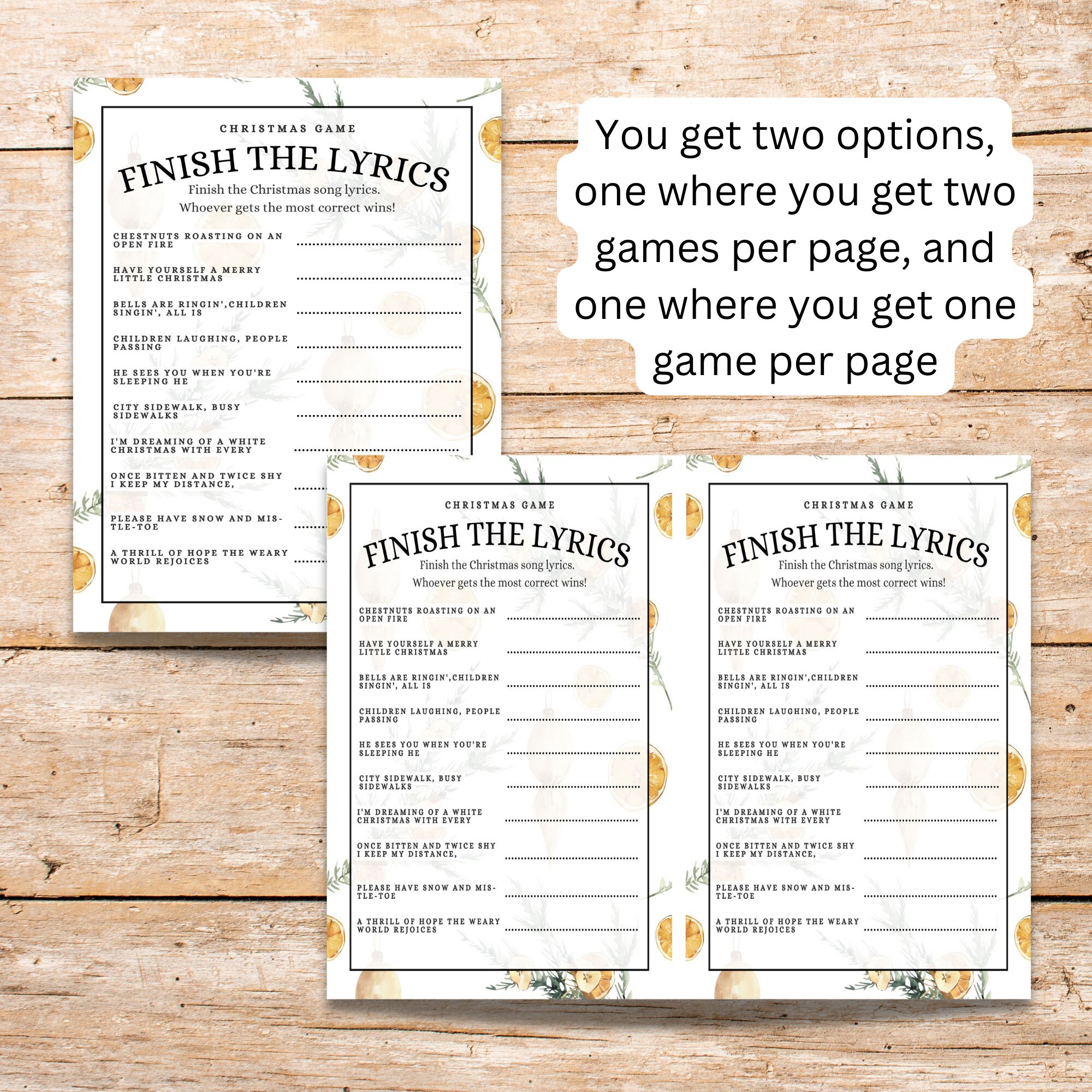 Christmas Party Finish the Lyric Game, Reindeer Funny Holiday Game ...