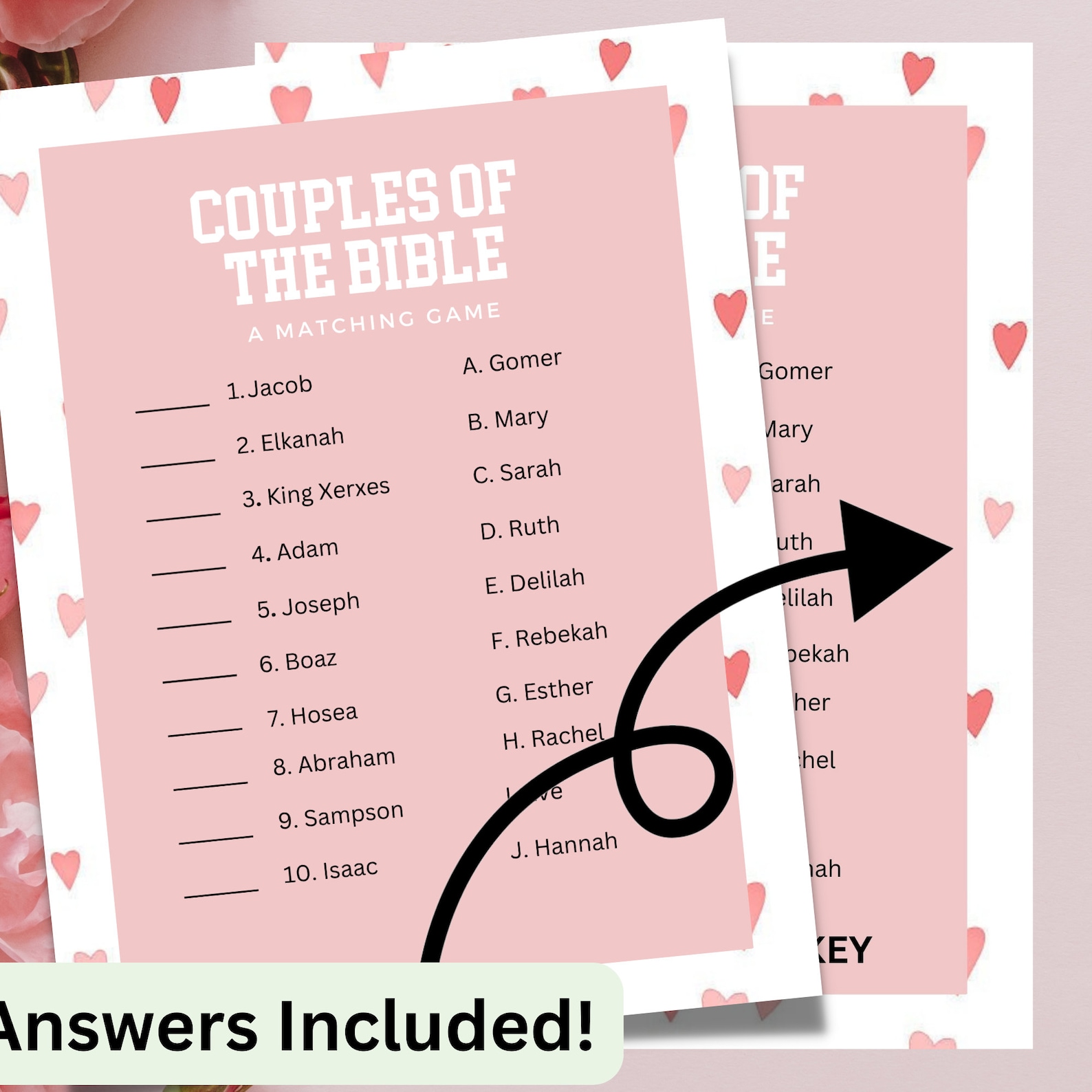 Bible Couples Match Game | Valentine Bible Match Party Game | Bible ...