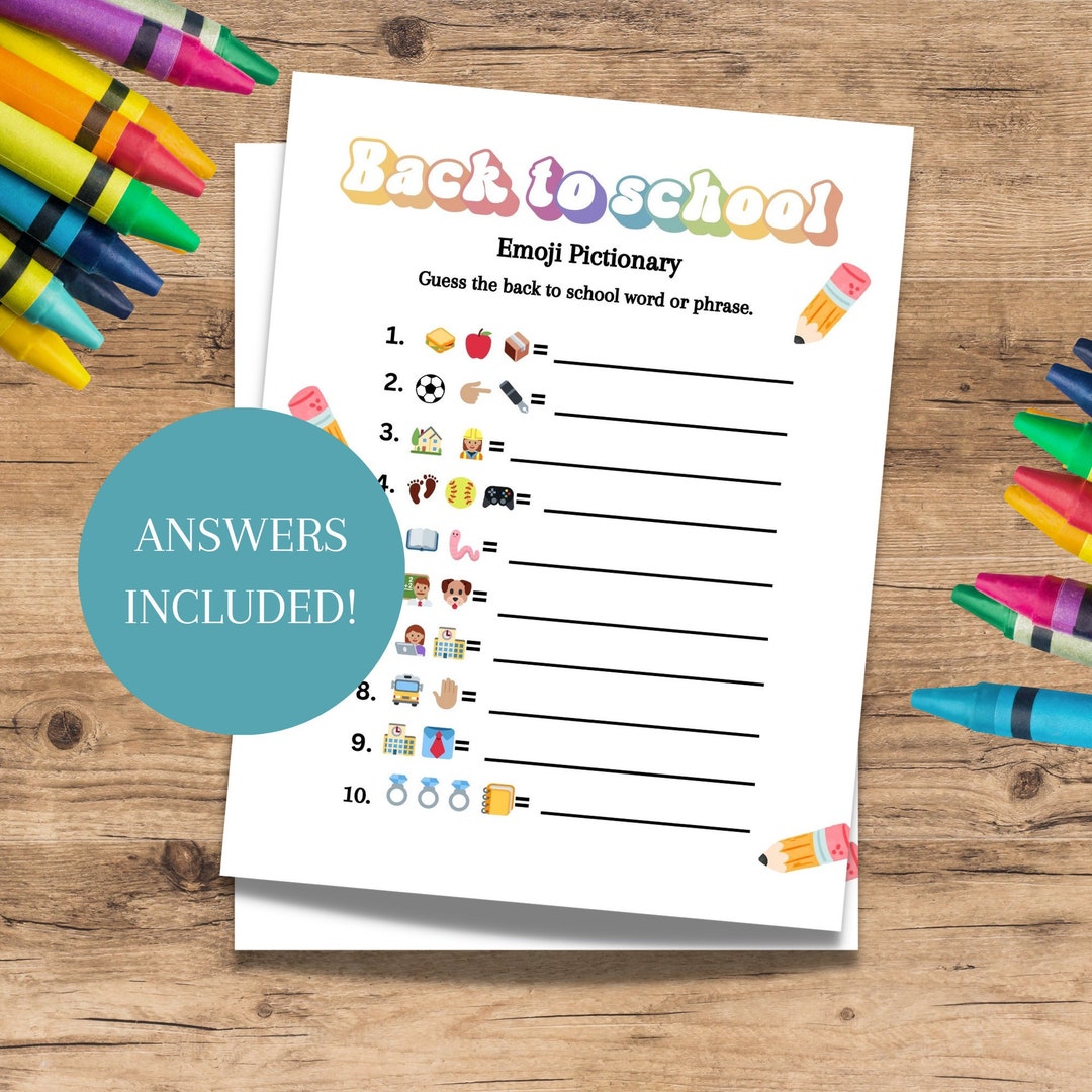 PRINTABLE Game, Emoji Pictionary Worksheet, First Day of School ...