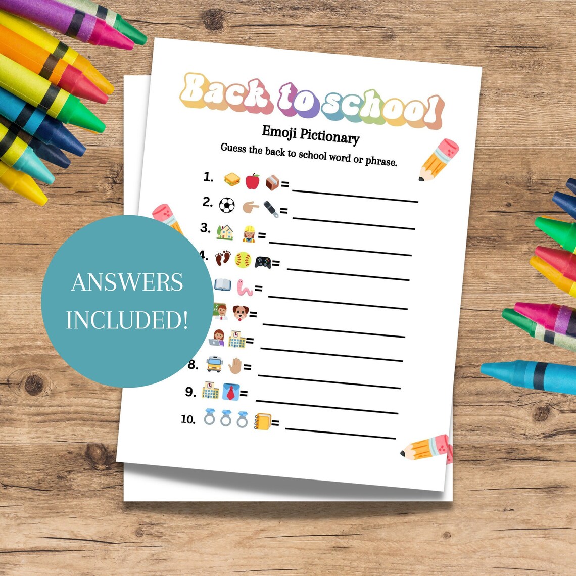 PRINTABLE Game, Emoji Pictionary Worksheet, First Day of School ...