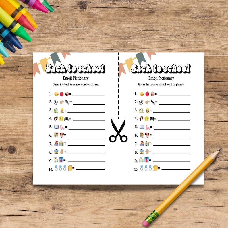 PRINTABLE Game, Emoji Pictionary Worksheet, First Day of School ...