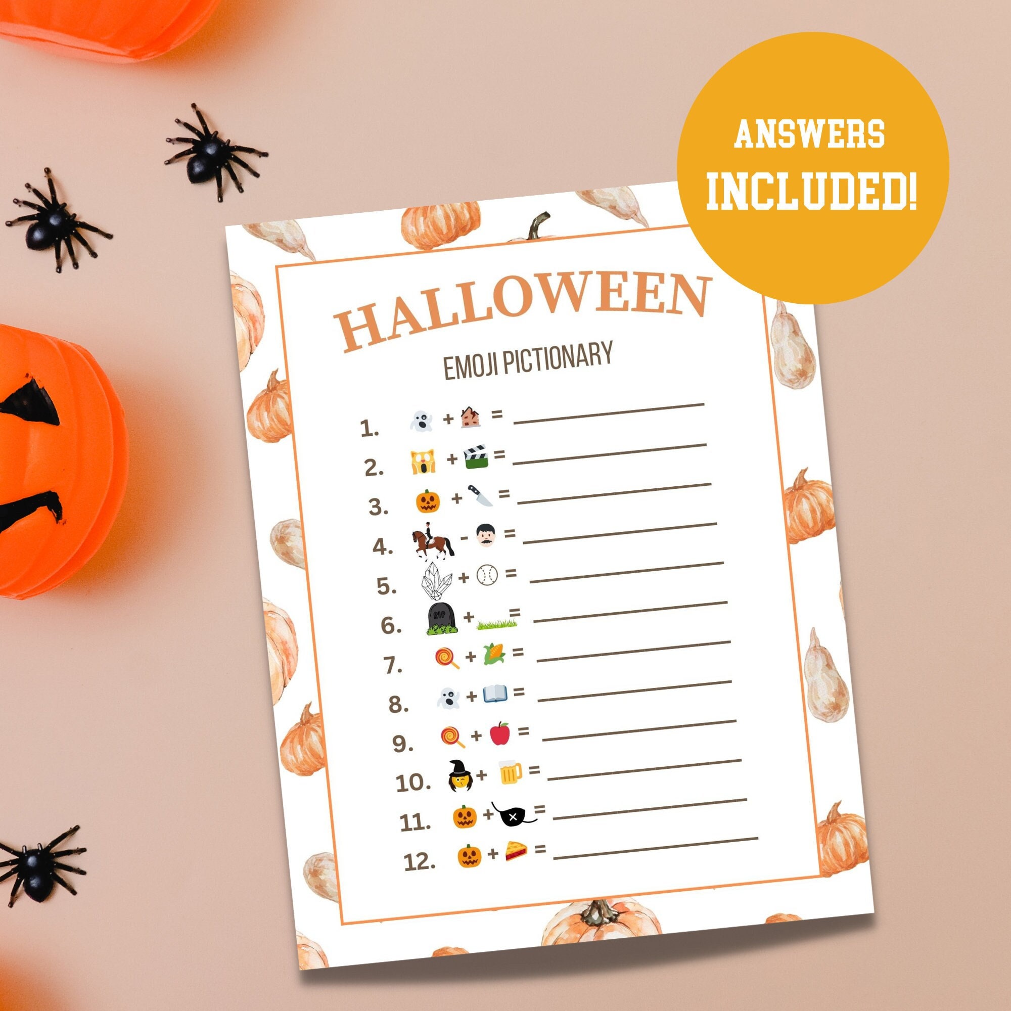 Halloween Emoji Pictionary Party Game, Halloween Picture Trivia Games ...